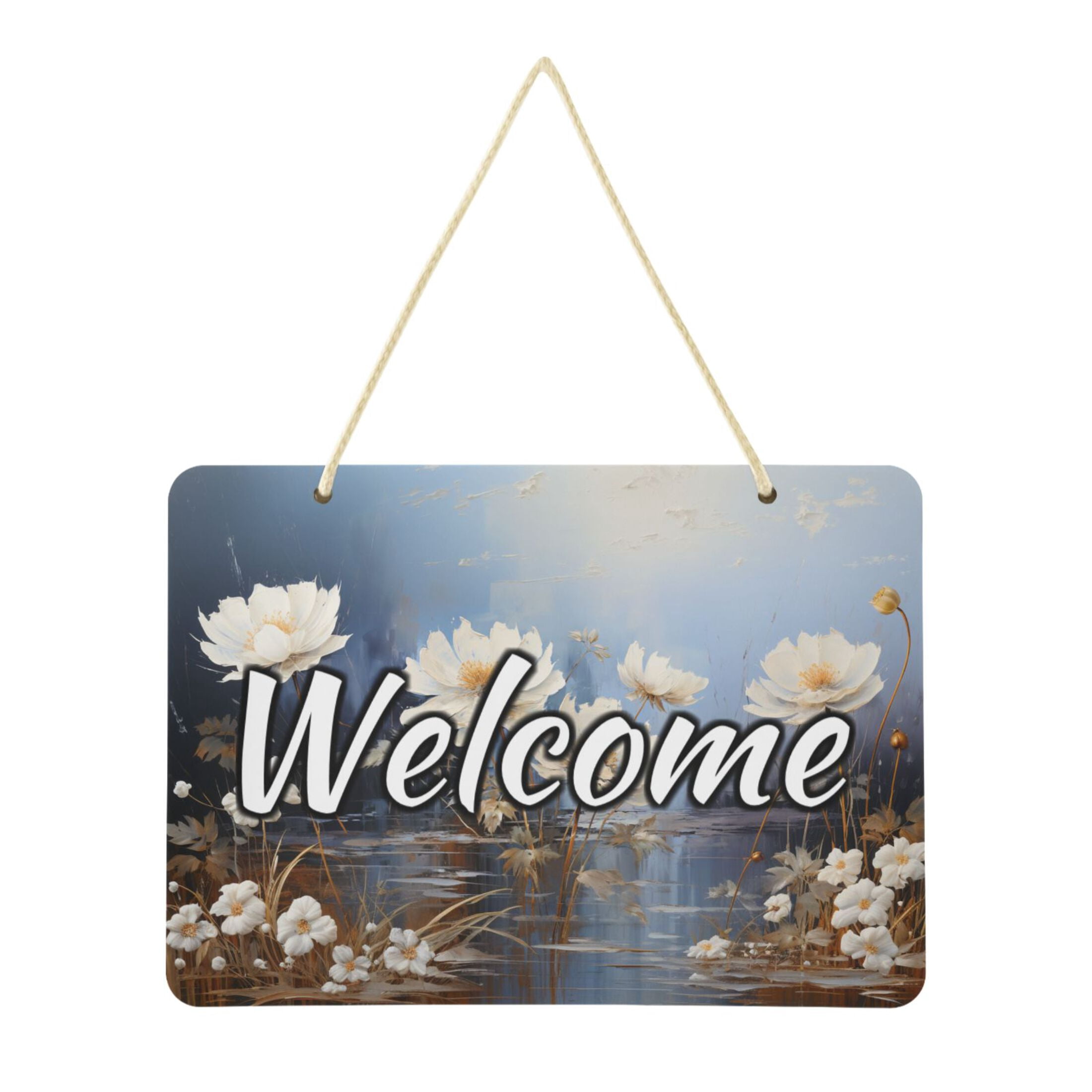 Welcome Door Sign Decoration 13.8" Rectangular Front Entrance Hanging ...