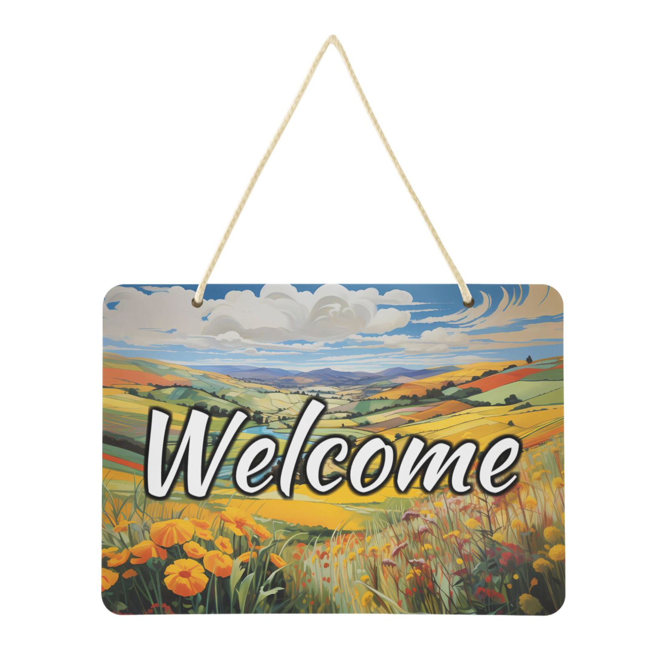 Welcome Door Sign Decoration 13.8" Rectangular Front Entrance Hanging ...