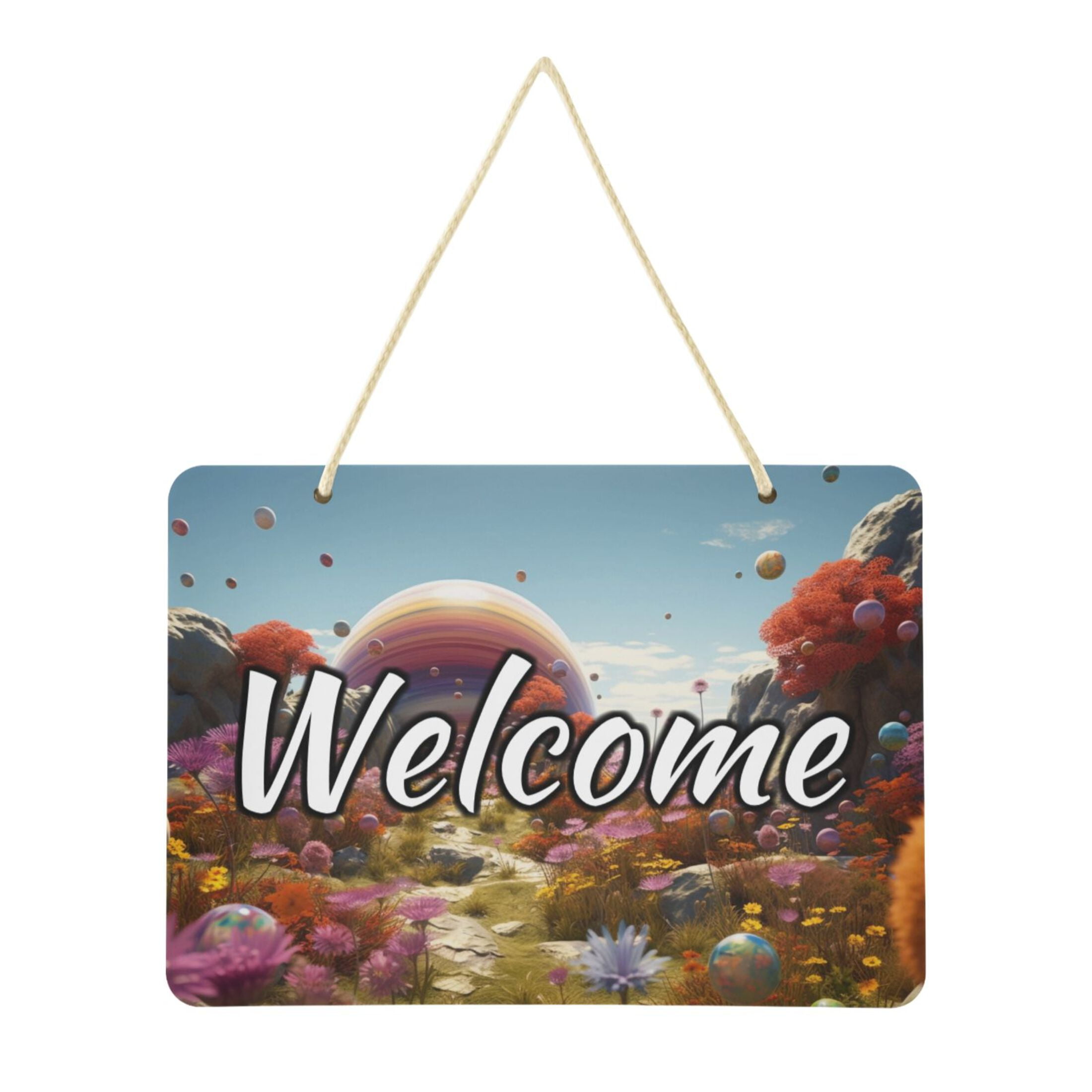 Welcome Door Sign Decoration 13.8" Rectangular Front Entrance Hanging ...