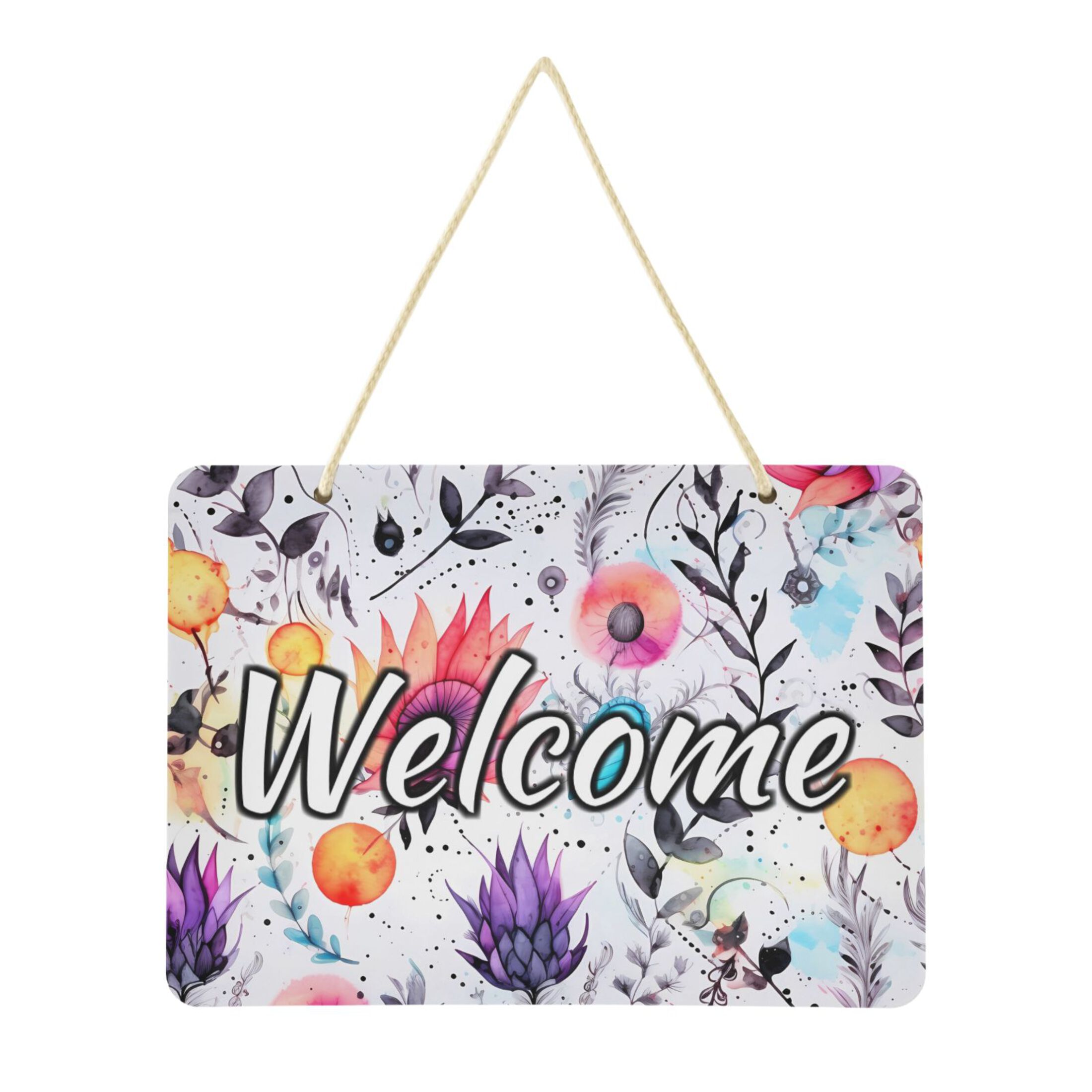 Welcome Door Sign Decoration 13.8" Rectangular Front Entrance Hanging ...