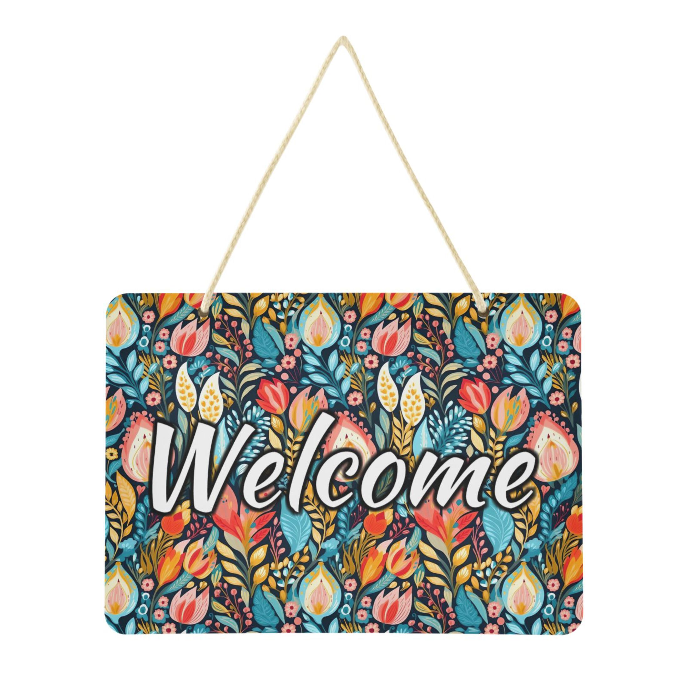 Welcome Door Sign Decoration 13.8" Rectangular Front Entrance Hanging ...