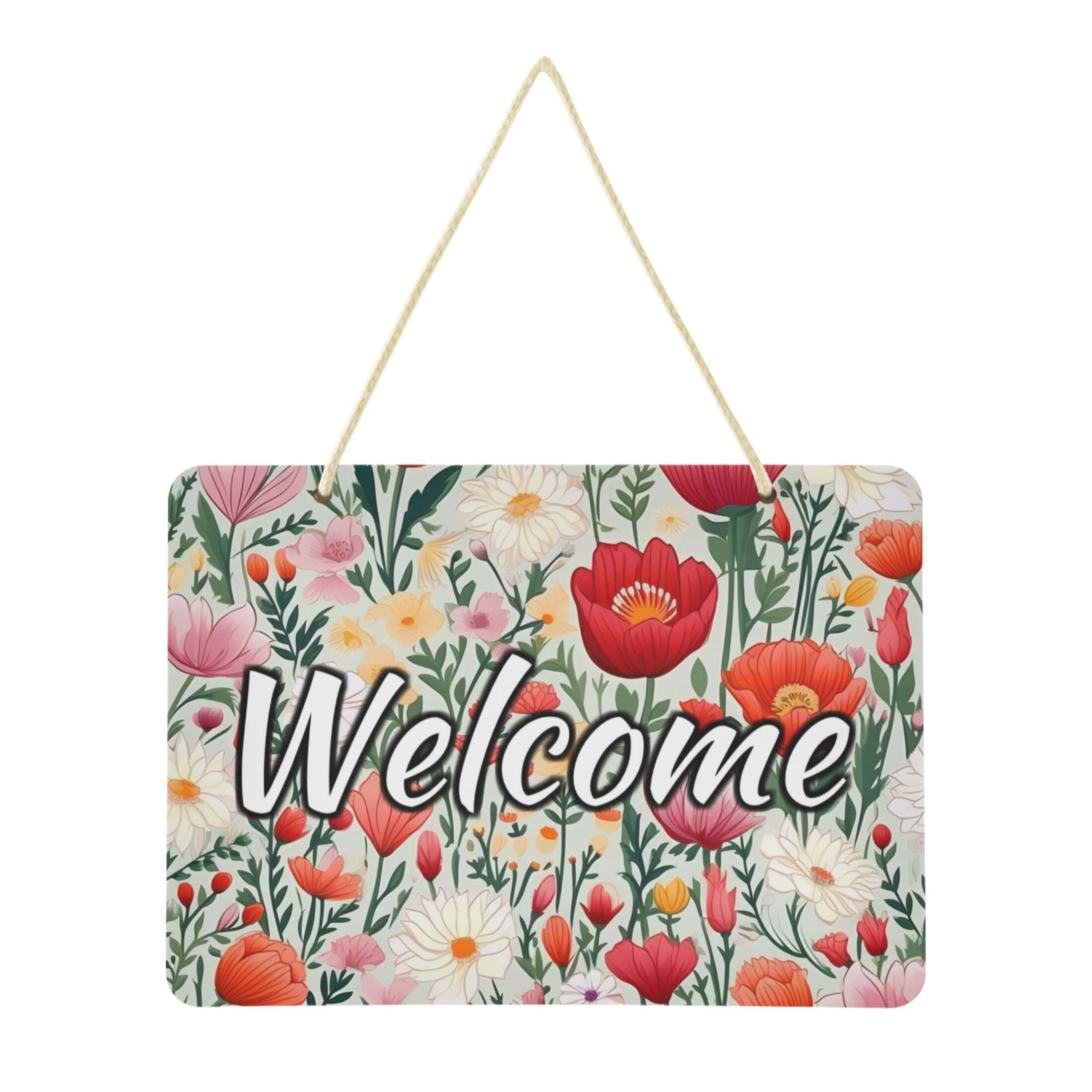 Welcome Door Sign Decoration 13.8" Rectangular Front Entrance Hanging ...