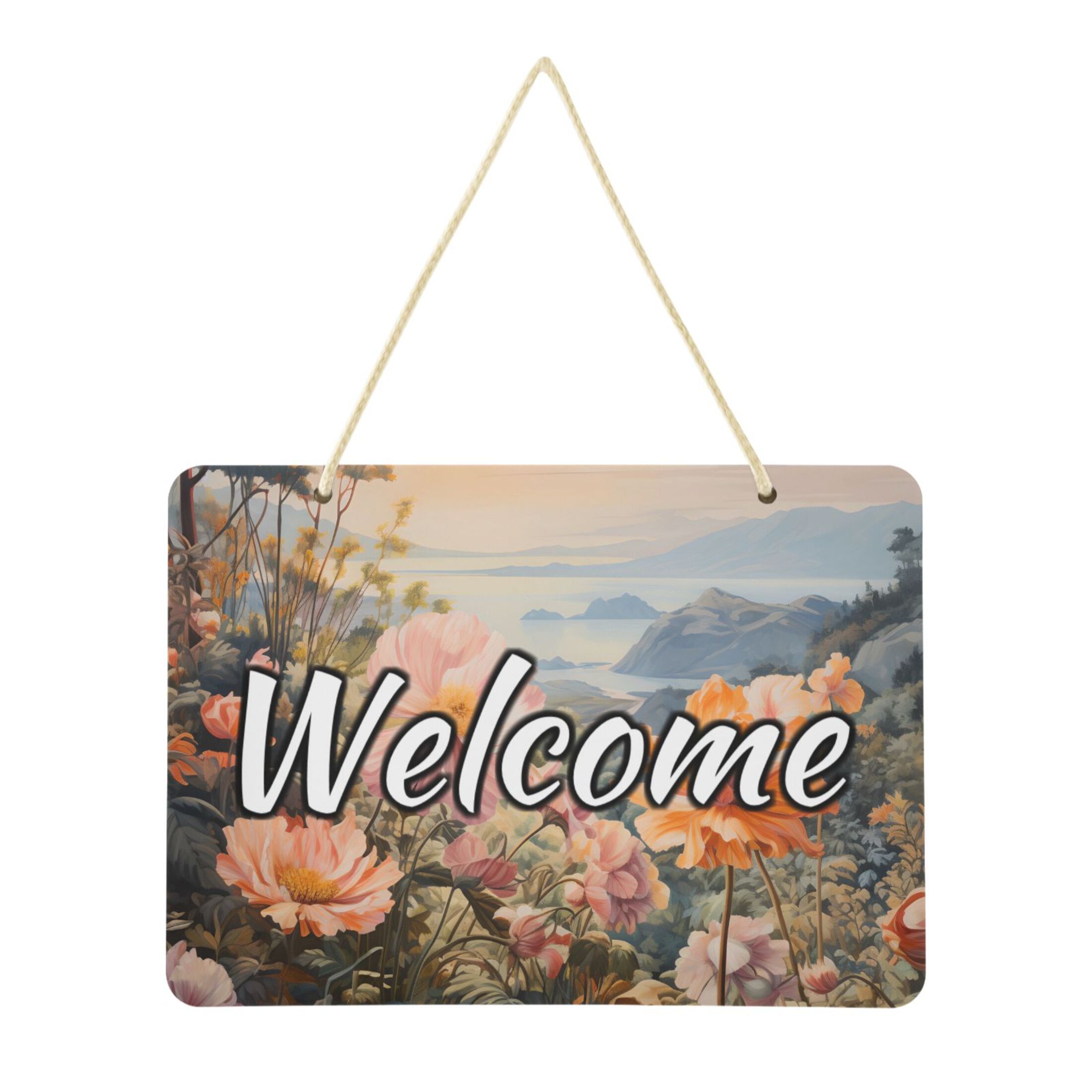 Welcome Door Sign Decoration 13.8" Rectangular Front Entrance Hanging ...