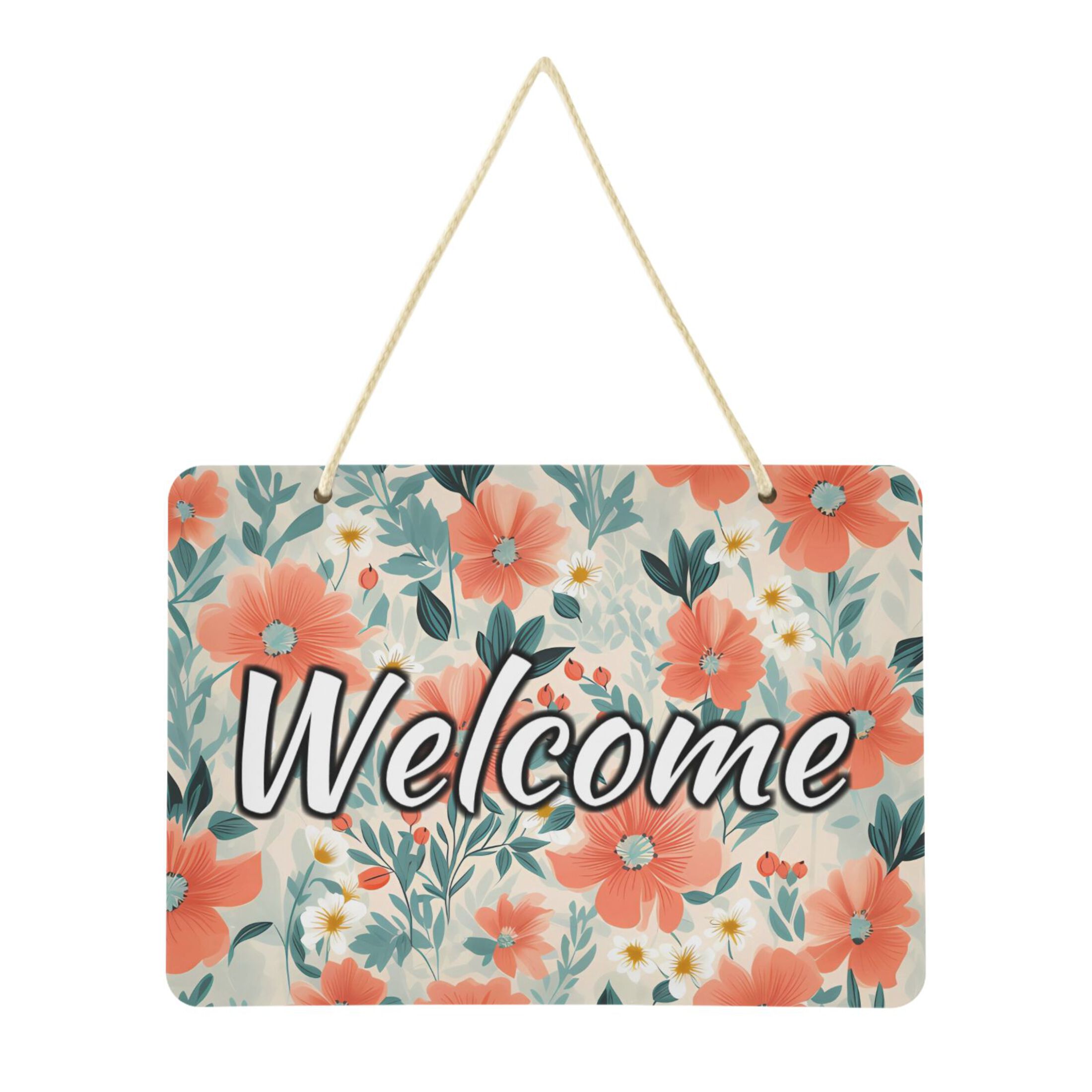 Welcome Door Sign Decoration 13.8" Rectangular Front Entrance Hanging ...