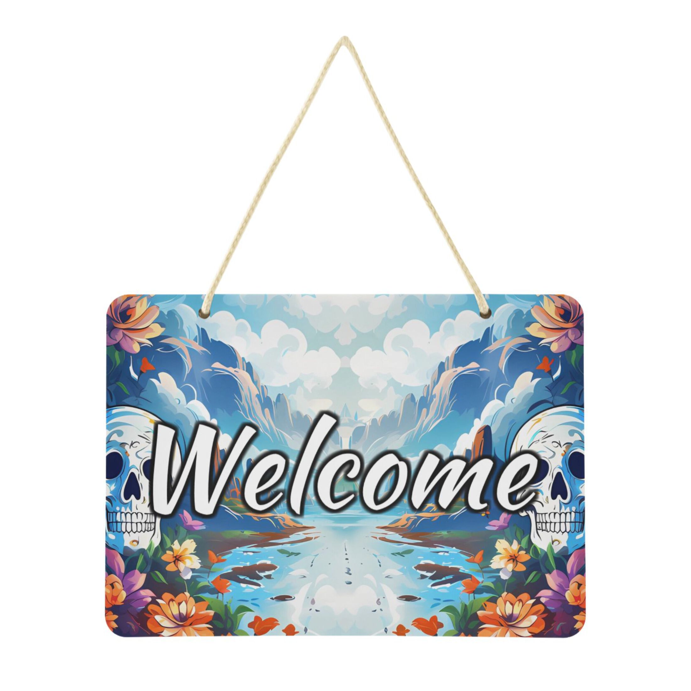 Welcome Door Sign Decoration 13.8" Rectangular Front Entrance Hanging ...