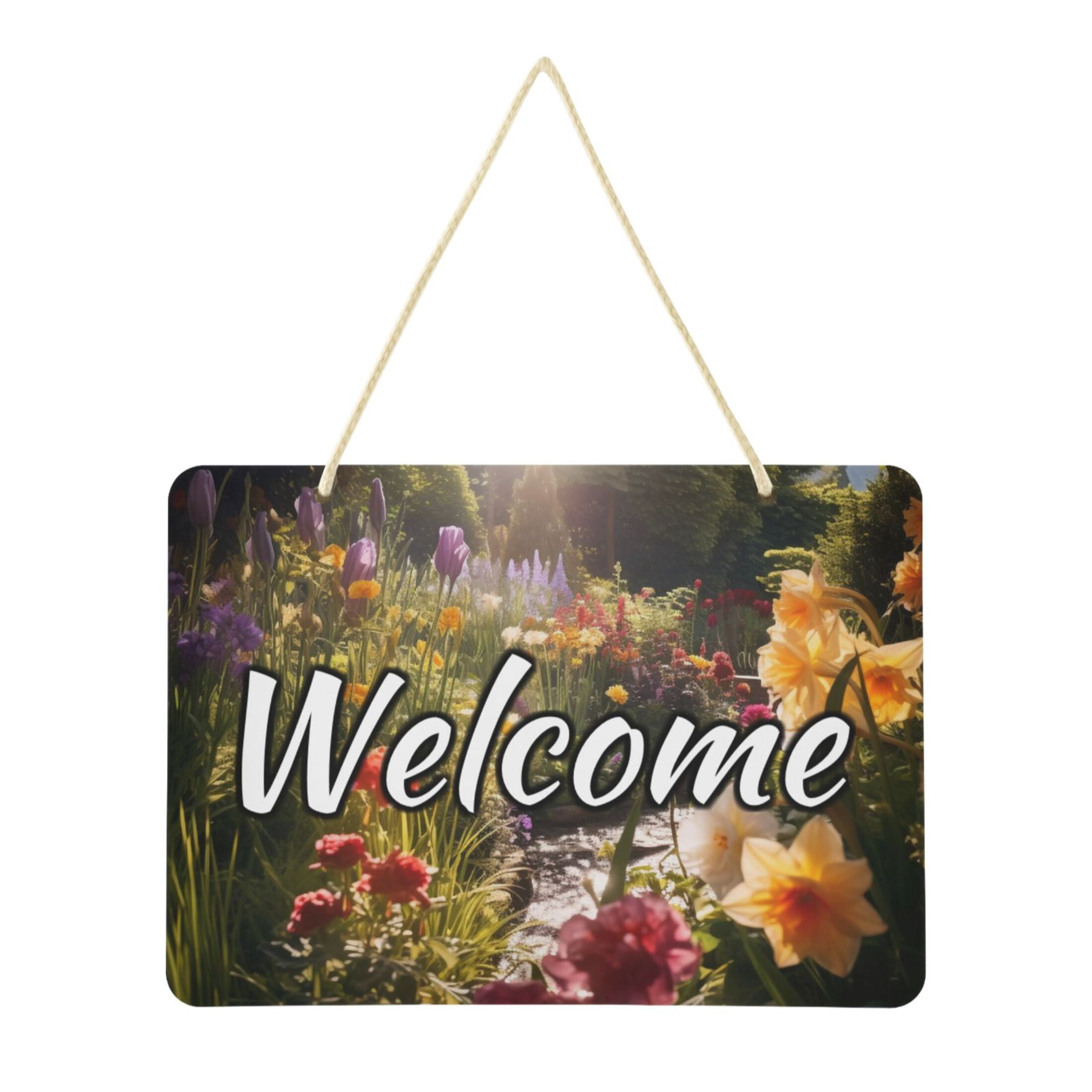 Welcome Door Sign Decoration 13.8" Rectangular Front Entrance Hanging ...