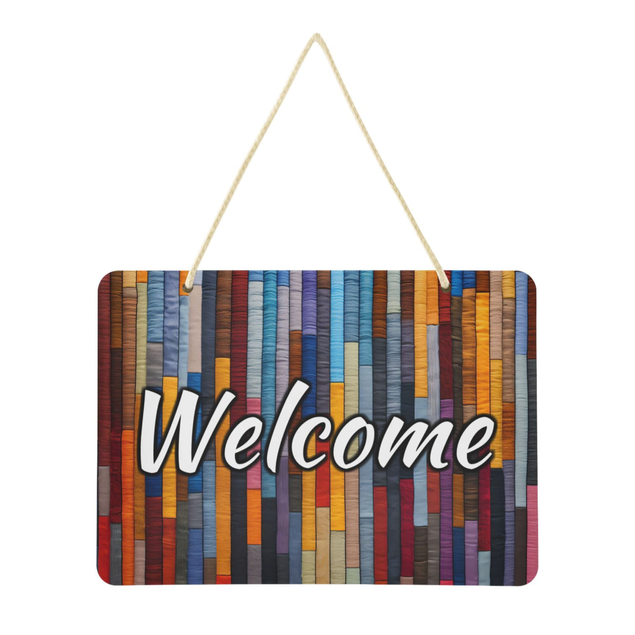 Welcome Door Sign Decoration 13.8" Rectangular Front Entrance Hanging ...