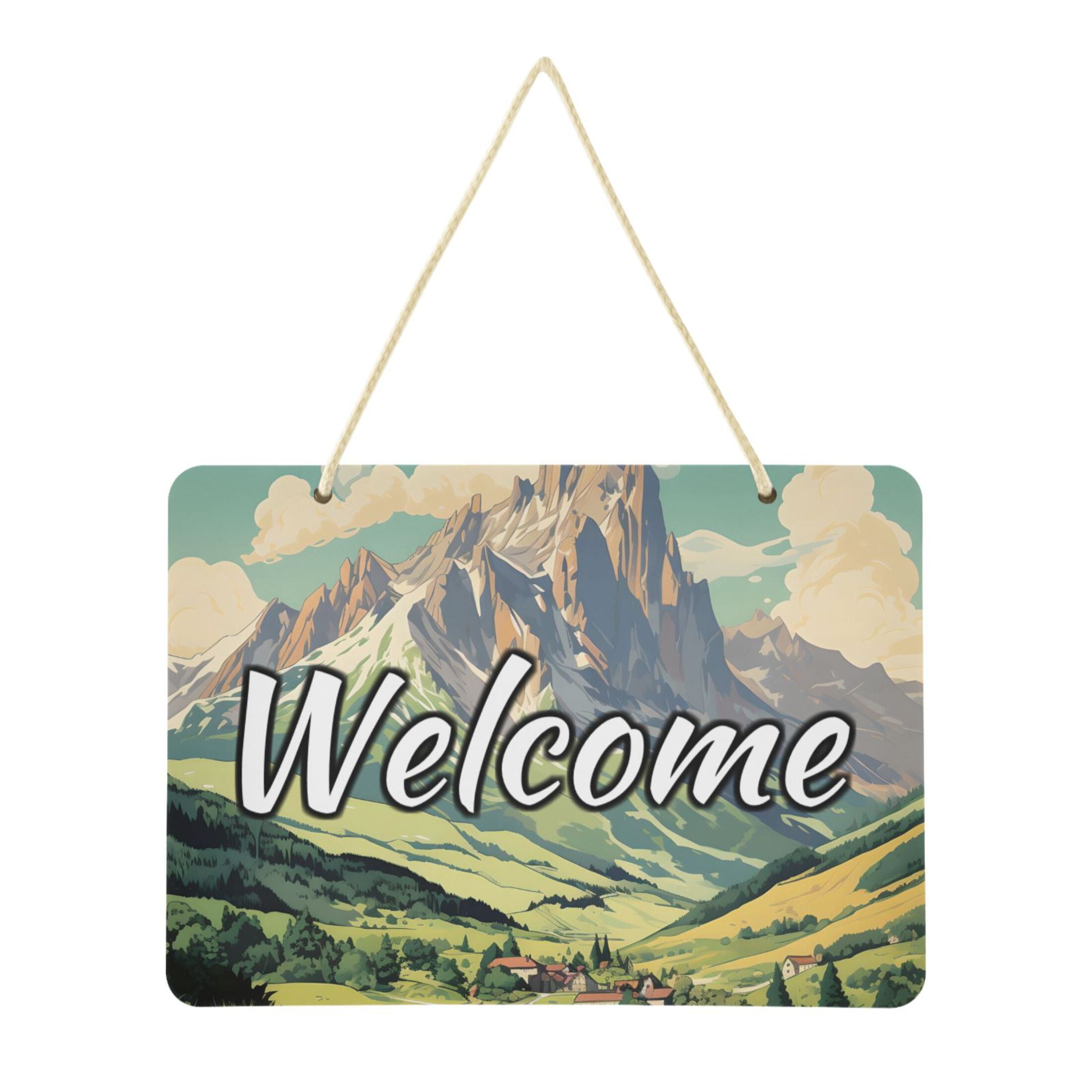 Welcome Door Sign Decoration 13.8" Rectangular Front Entrance Hanging ...