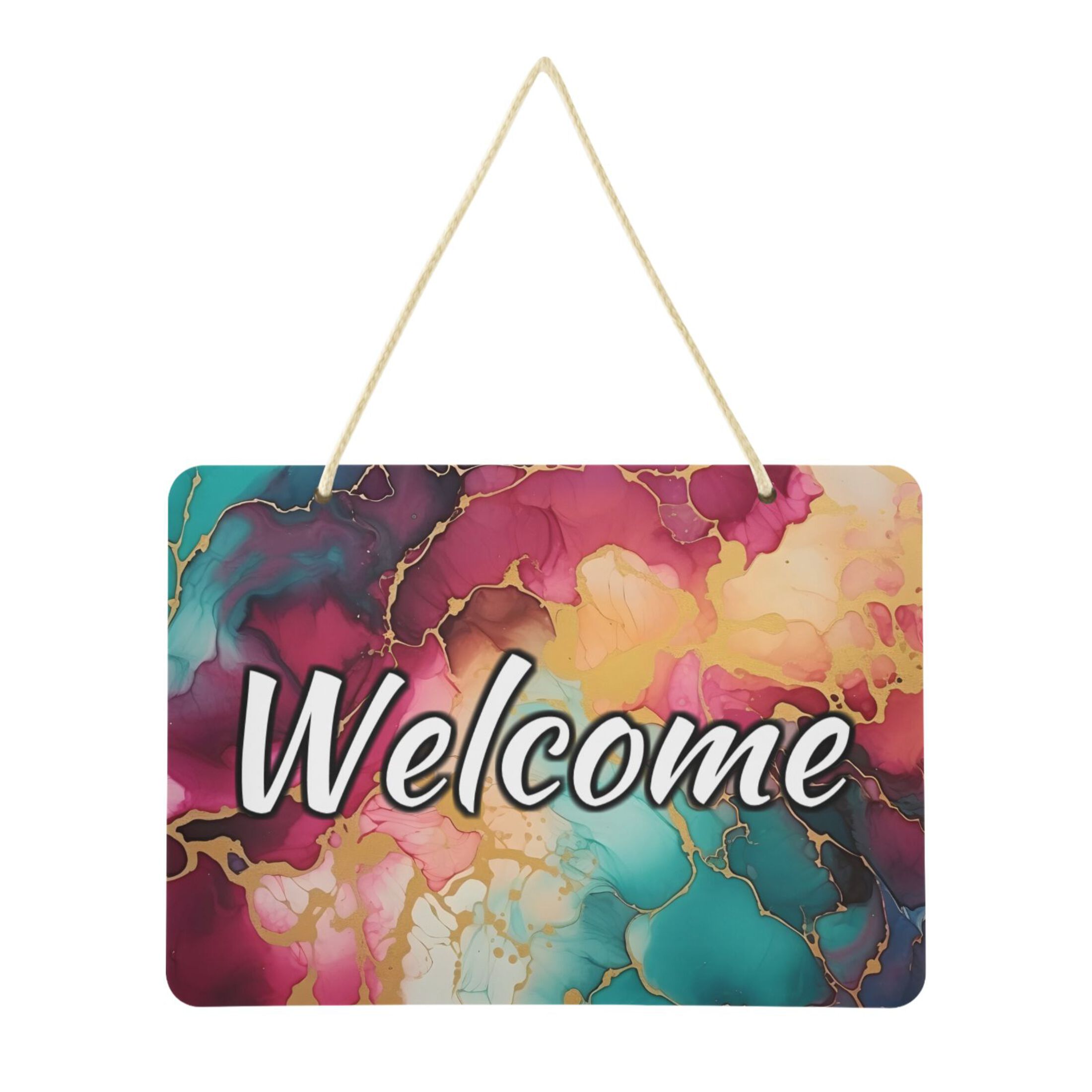 Welcome Door Sign Decoration 13.8" Rectangular Front Entrance Hanging ...