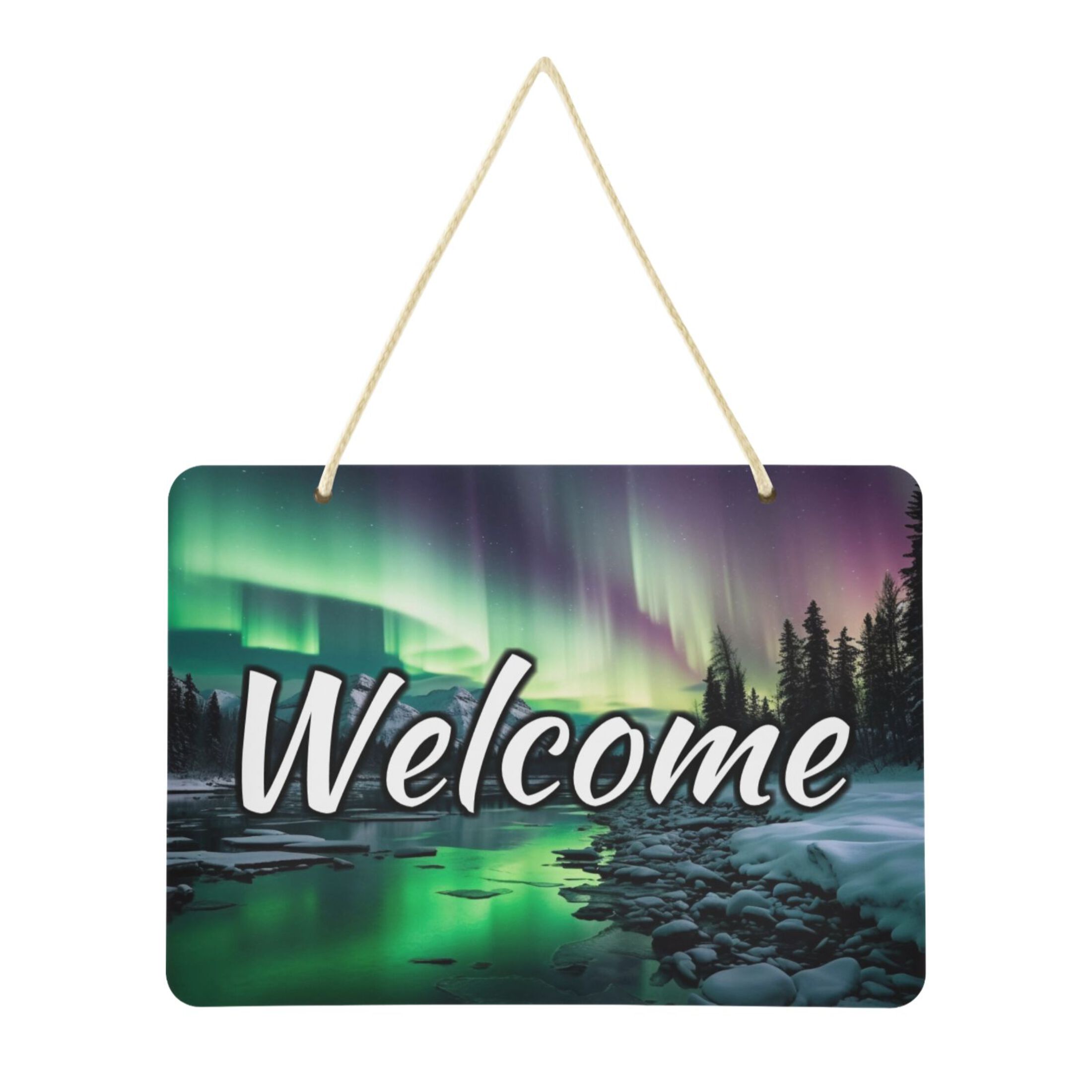 Welcome Door Sign Decoration 13.8" Rectangular Front Entrance Hanging ...