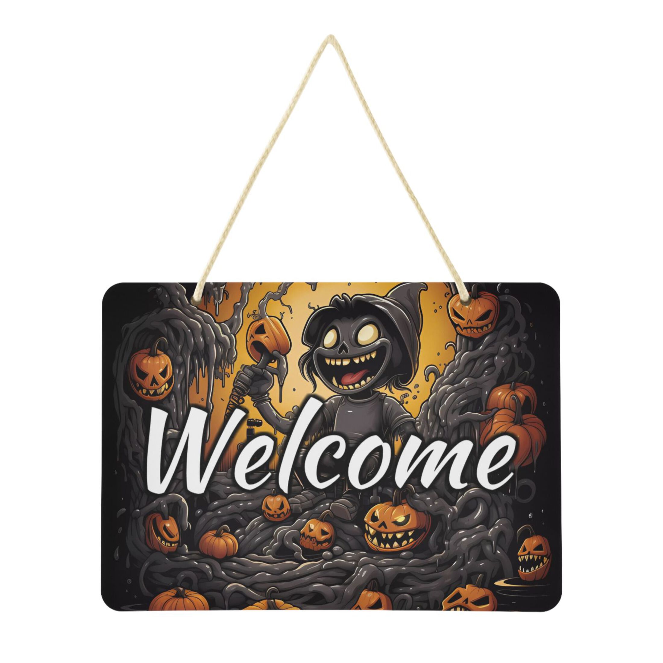 Welcome Door Sign Decoration 13.8" Rectangular Front Entrance Hanging ...