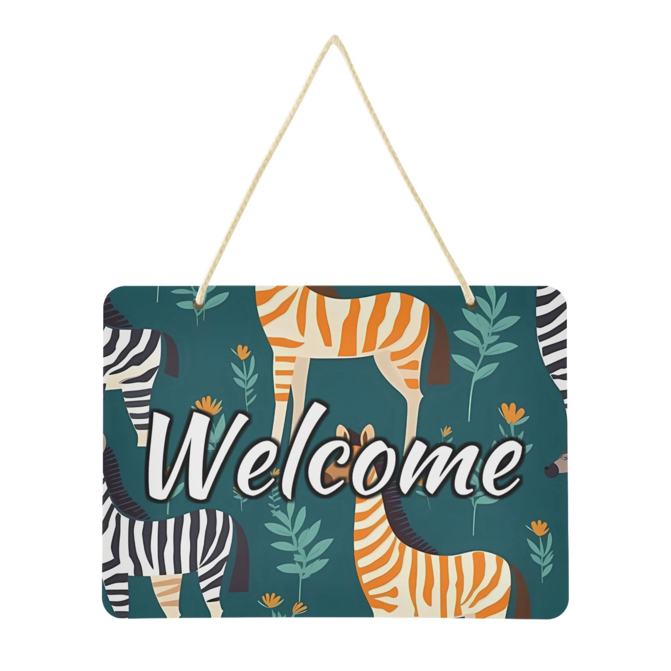 Welcome Door Sign Decoration 13.8" Rectangular Front Entrance Hanging ...
