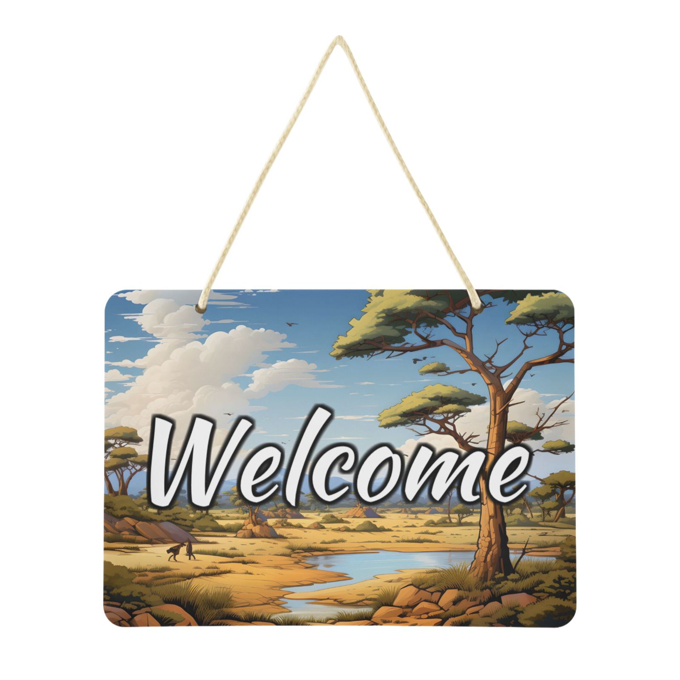 Welcome Door Sign Decoration 13.8" Rectangular Front Entrance Hanging ...