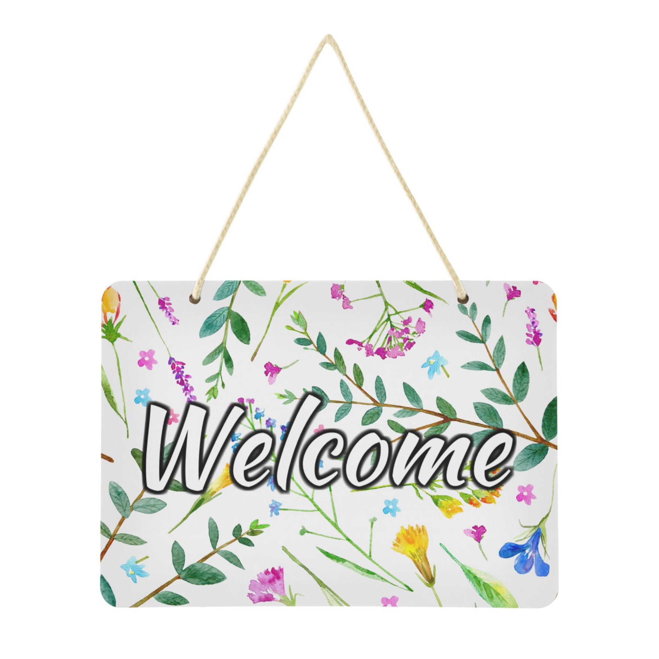 Welcome Door Sign Decoration 13.8" Rectangular Front Entrance Hanging ...