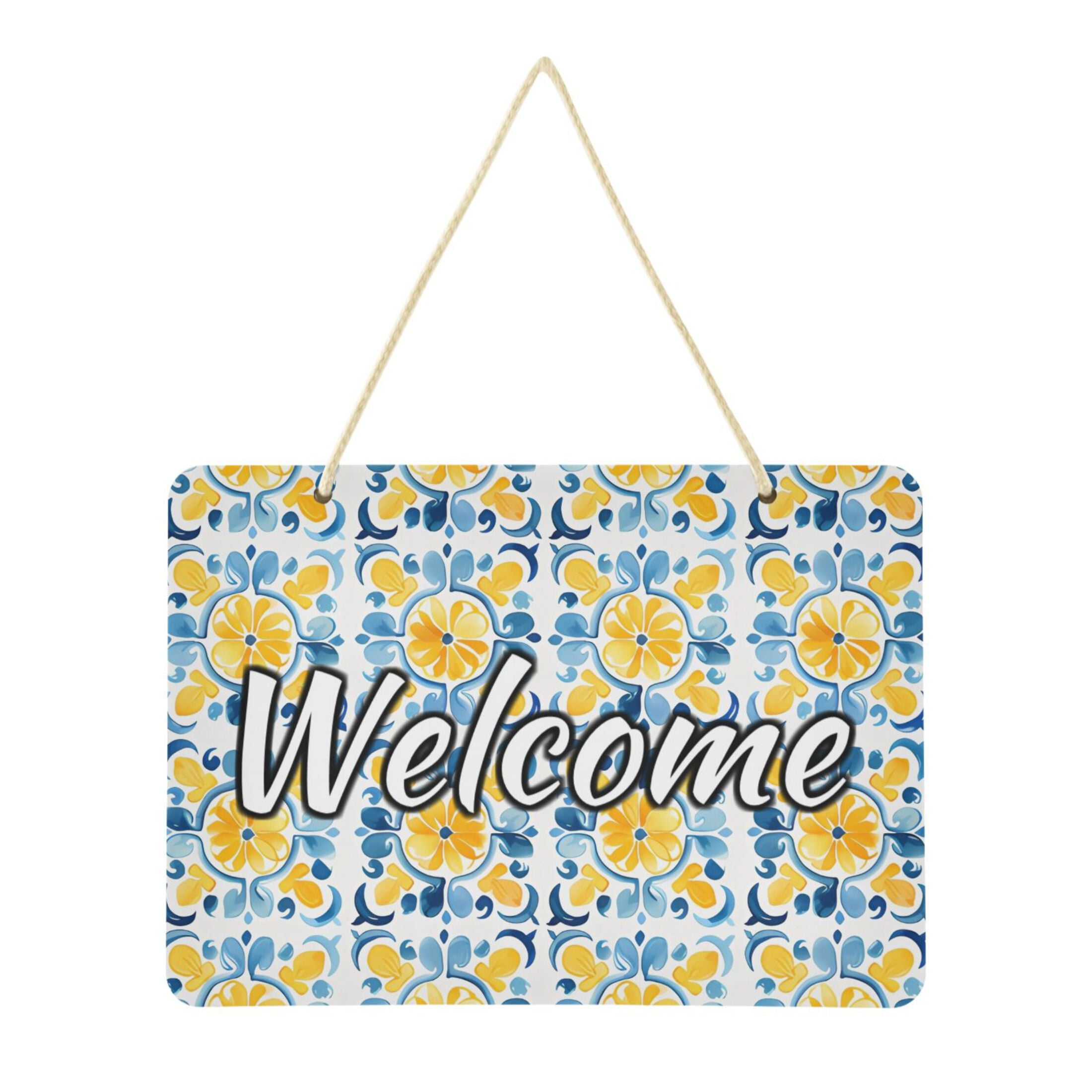 Welcome Door Sign Decoration 13.8" Rectangular Front Entrance Hanging ...