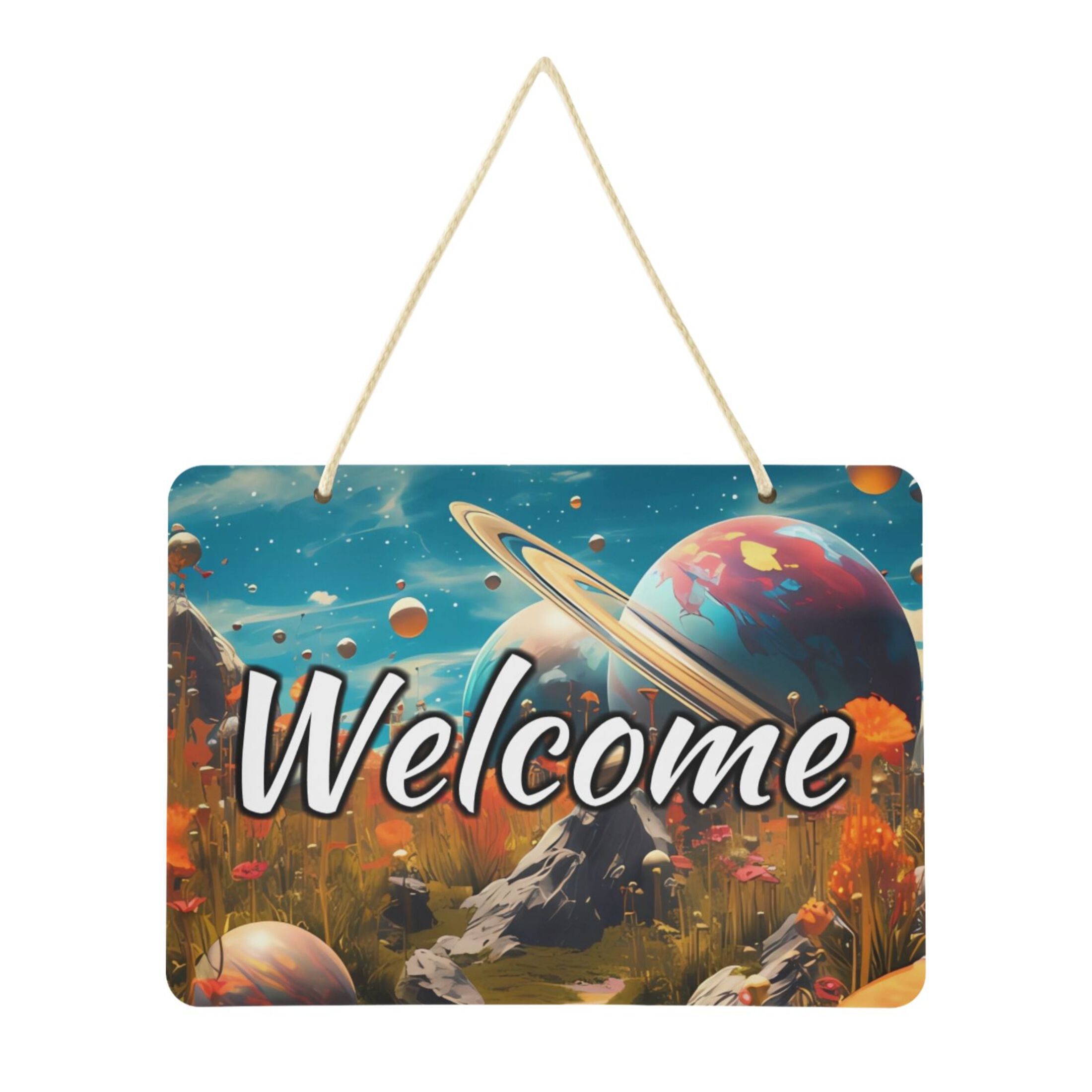 Welcome Door Sign Decoration 13.8" Rectangular Front Entrance Hanging ...