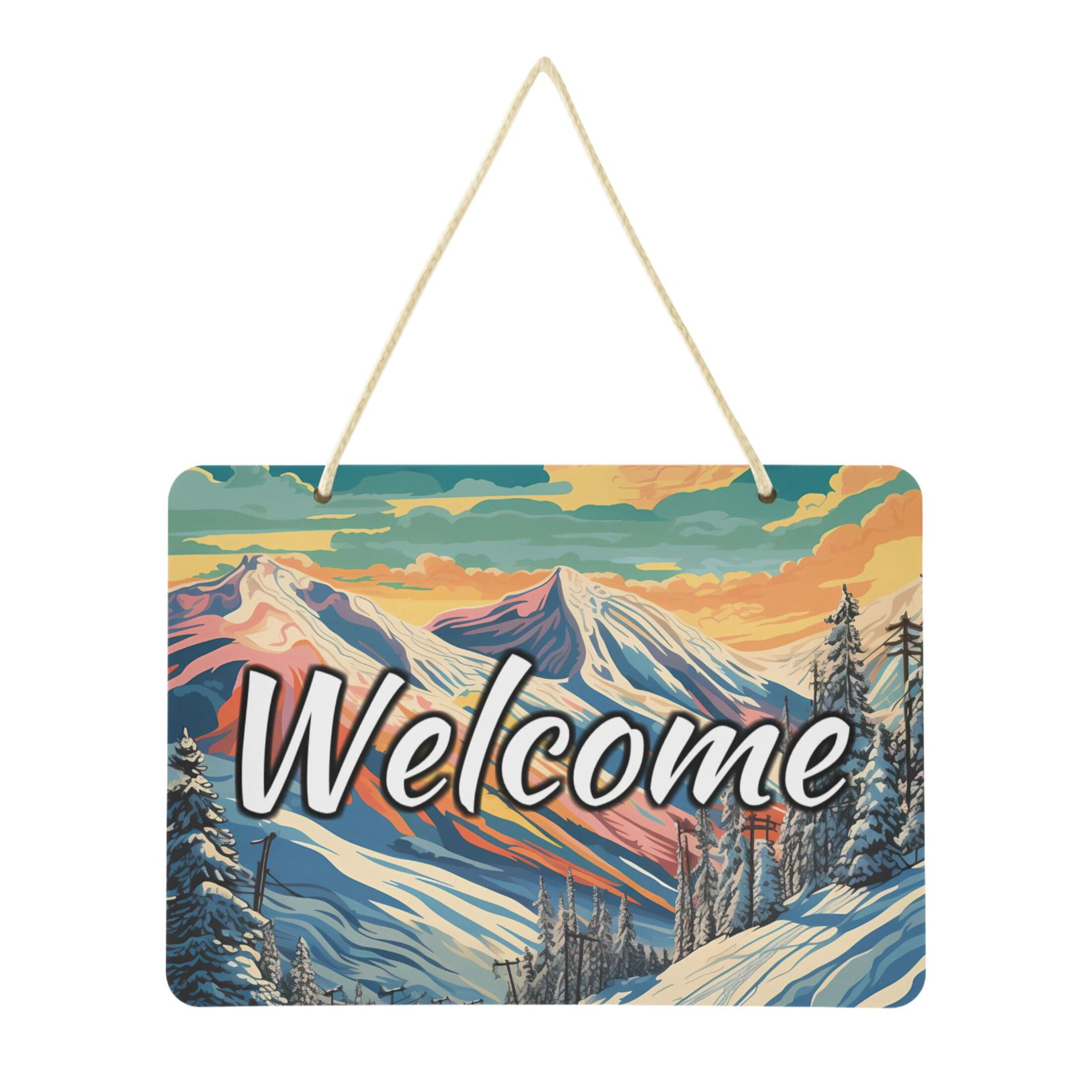 Welcome Door Sign Decoration 13.8" Rectangular Front Entrance Hanging ...