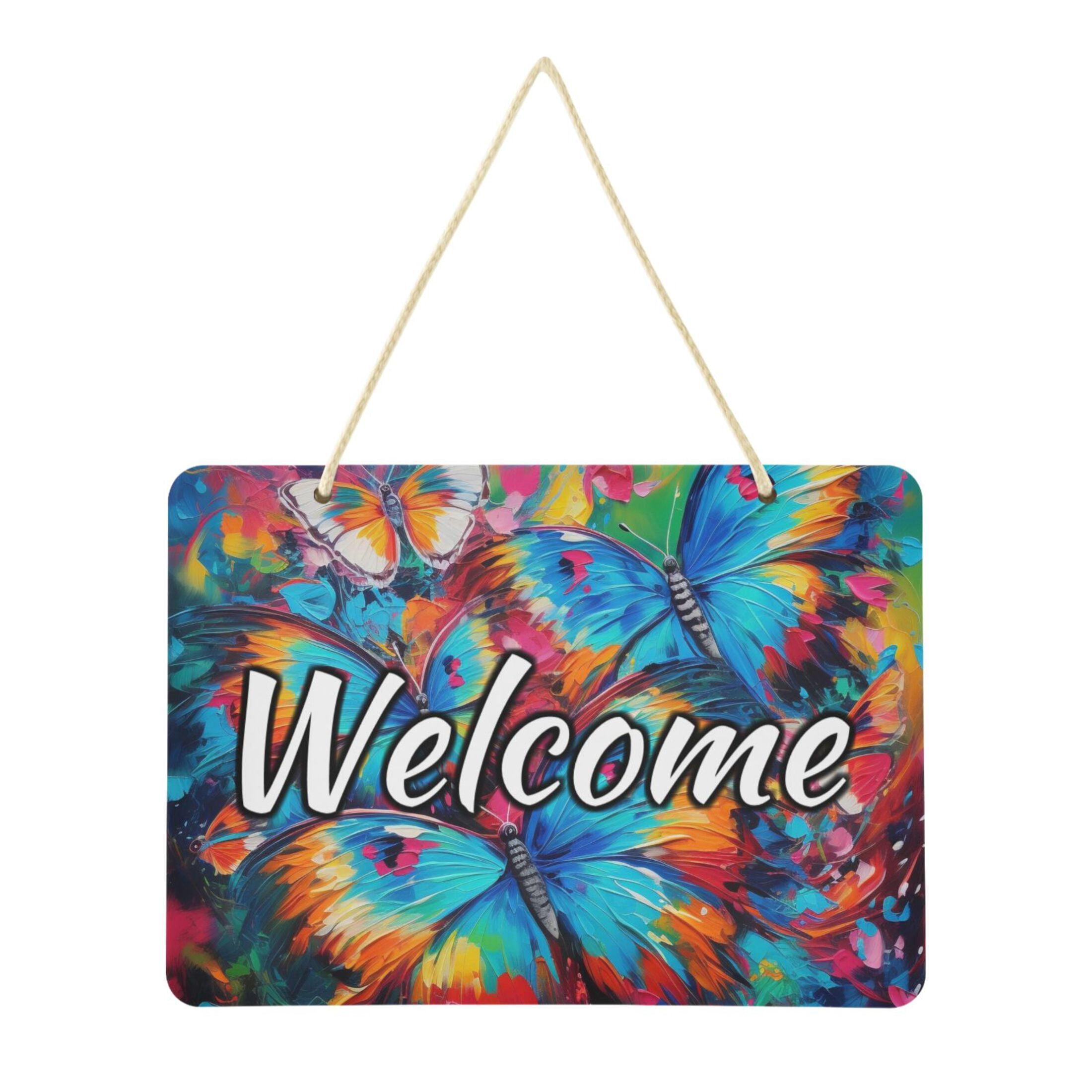 Welcome Door Sign Decoration 13.8" Rectangular Front Entrance Hanging ...
