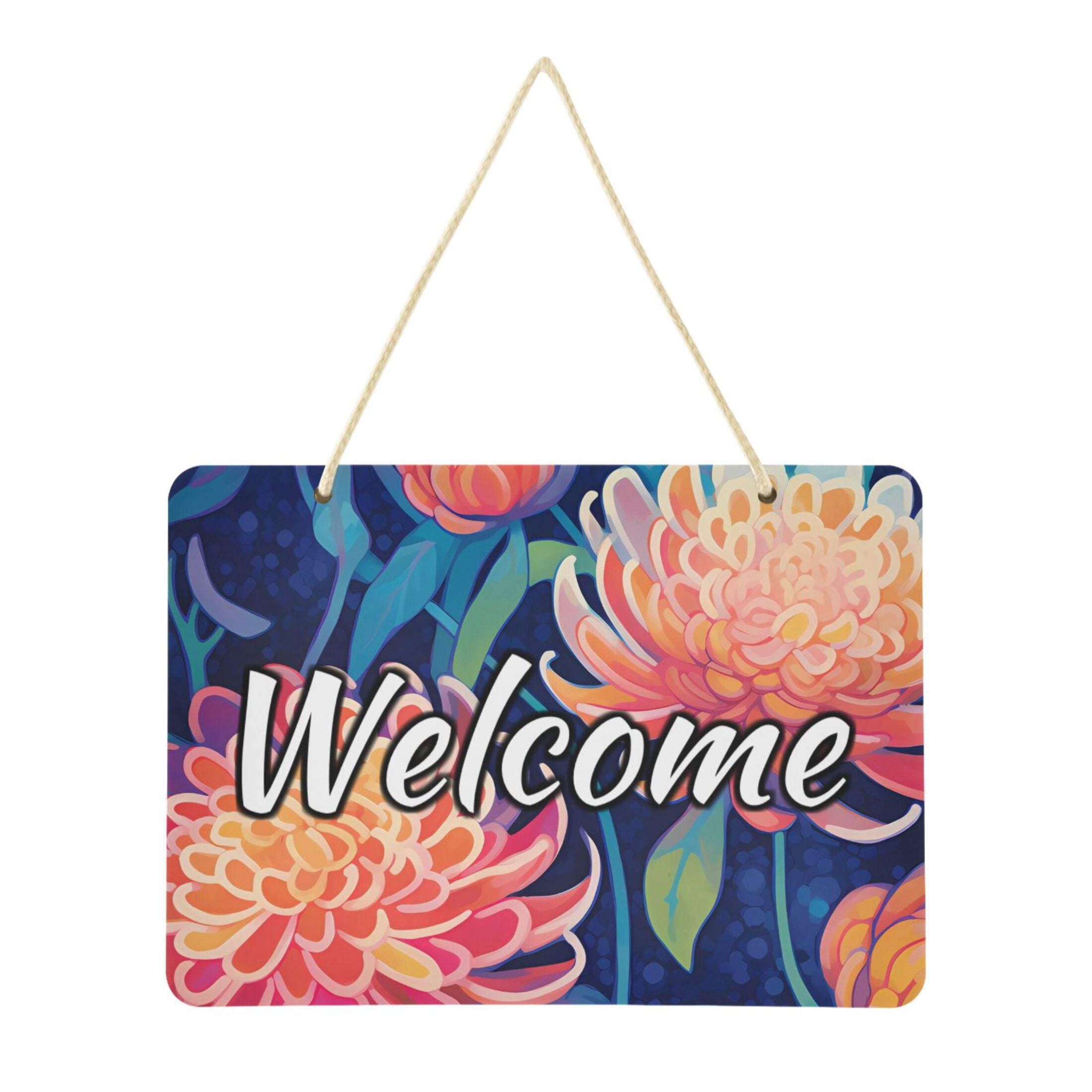 Welcome Door Sign Decoration 13.8" Rectangular Front Entrance Hanging ...