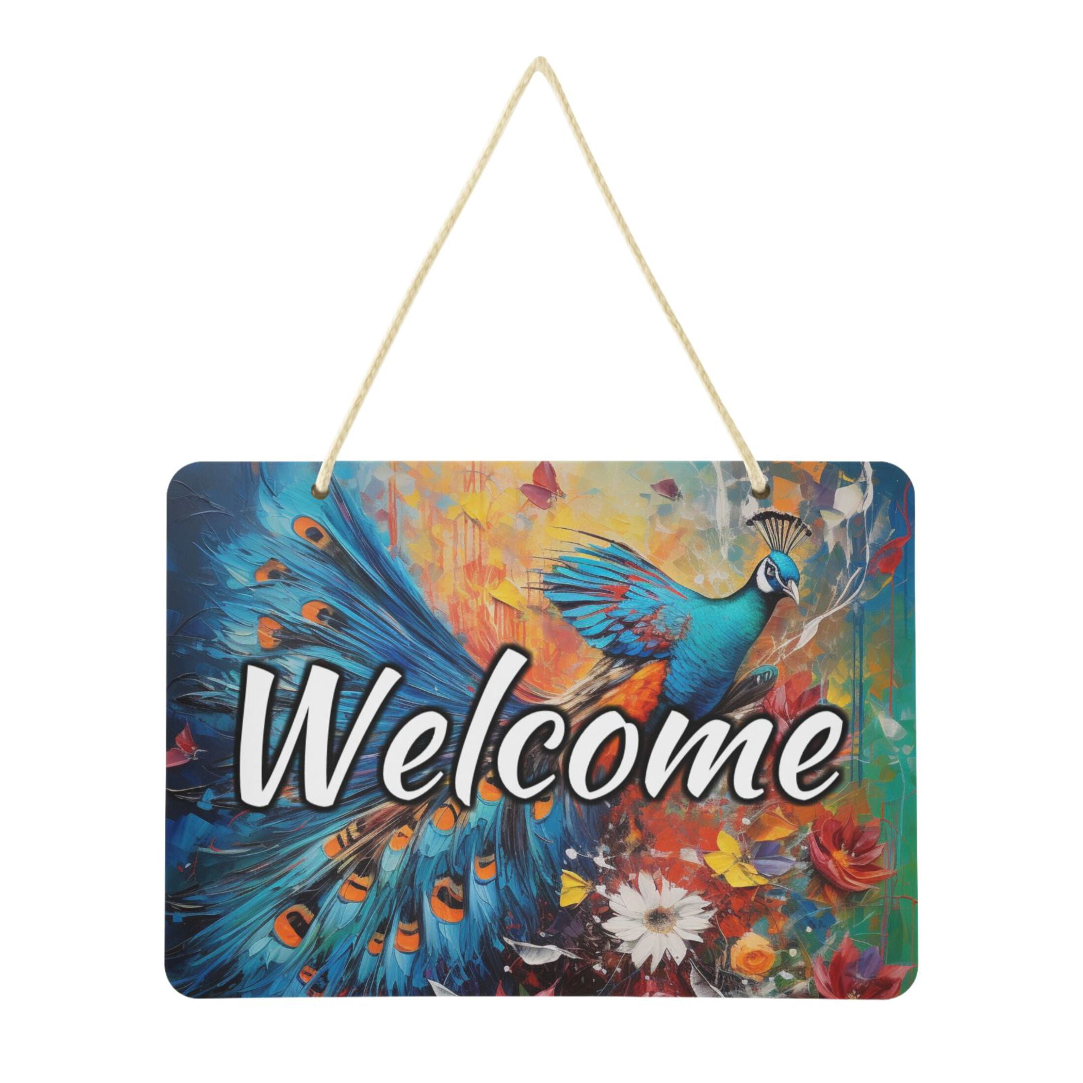 Welcome Door Sign Decoration 13.8" Rectangular Front Entrance Hanging ...