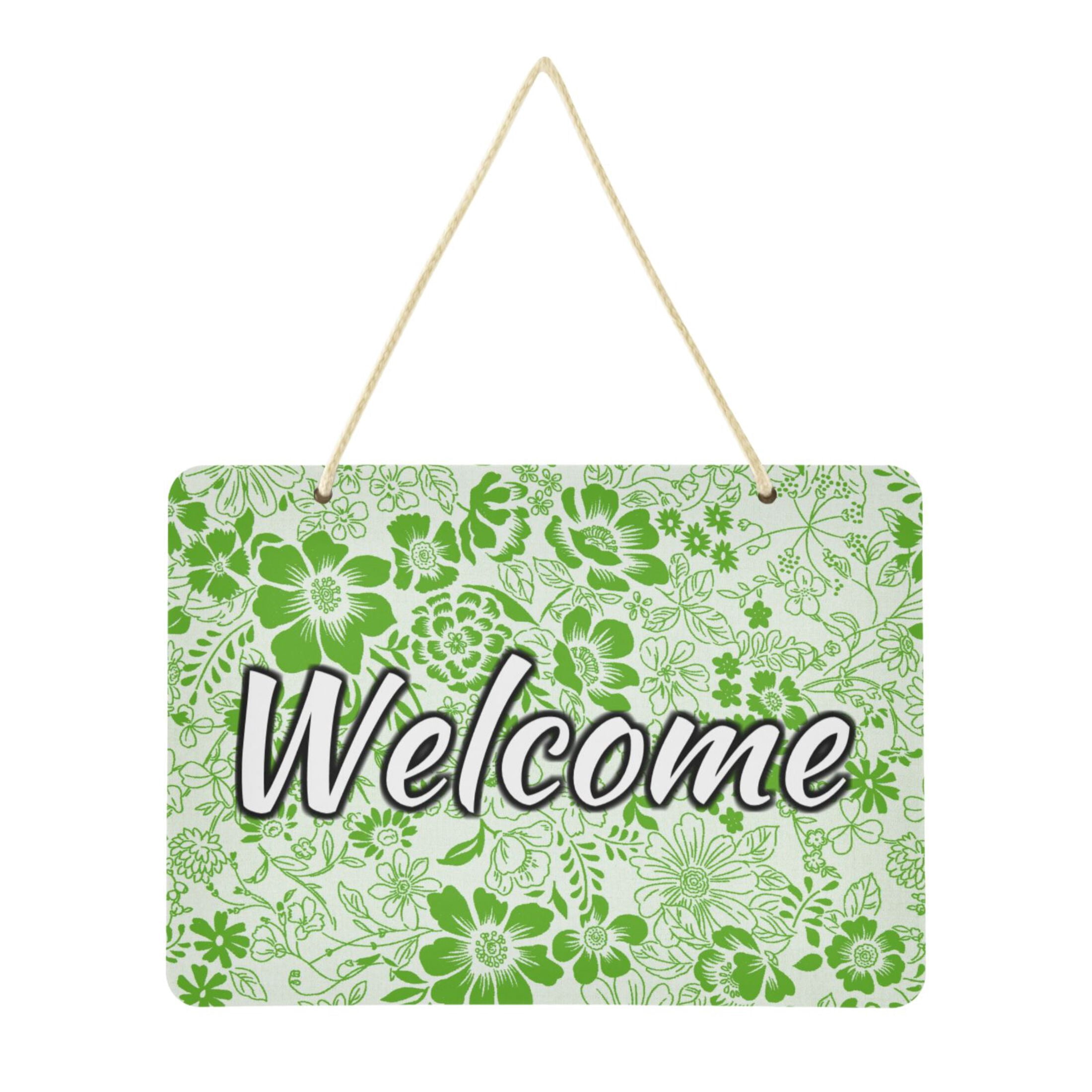 Welcome Door Sign Decoration 13.8" Rectangular Front Entrance Hanging ...
