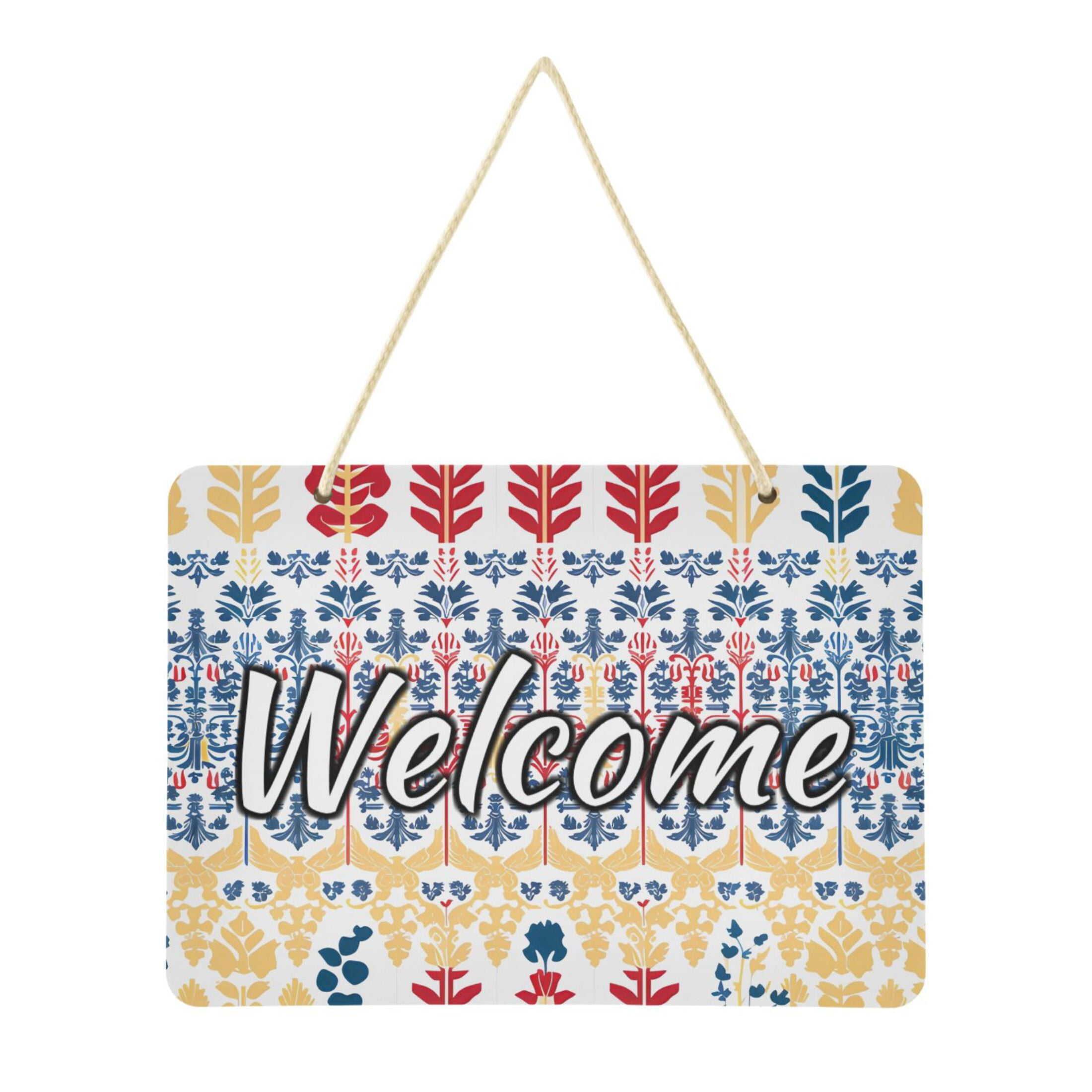 Welcome Door Sign Decoration 13.8" Rectangular Front Entrance Hanging ...