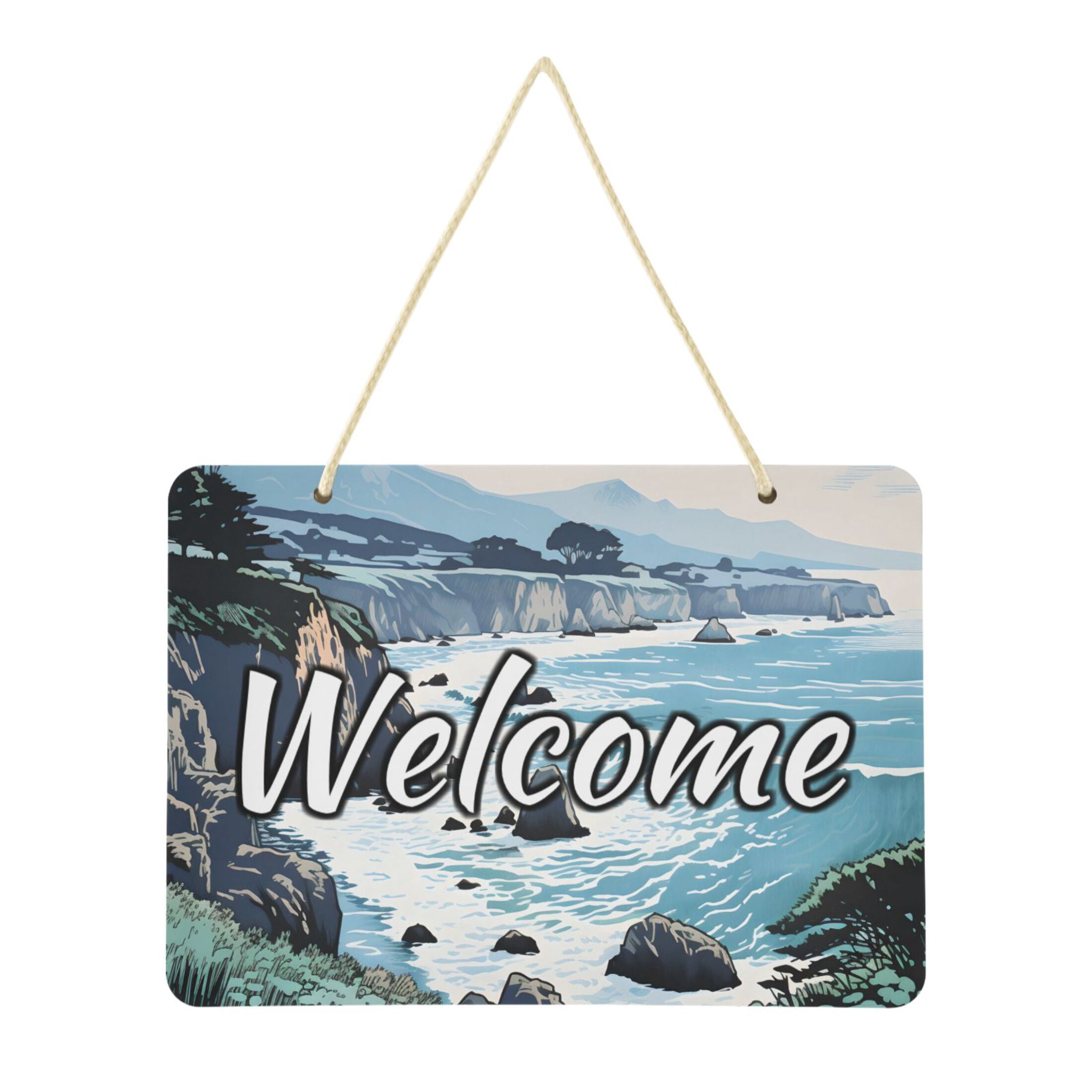 Welcome Door Sign Decoration 13.8" Rectangular Front Entrance Hanging ...