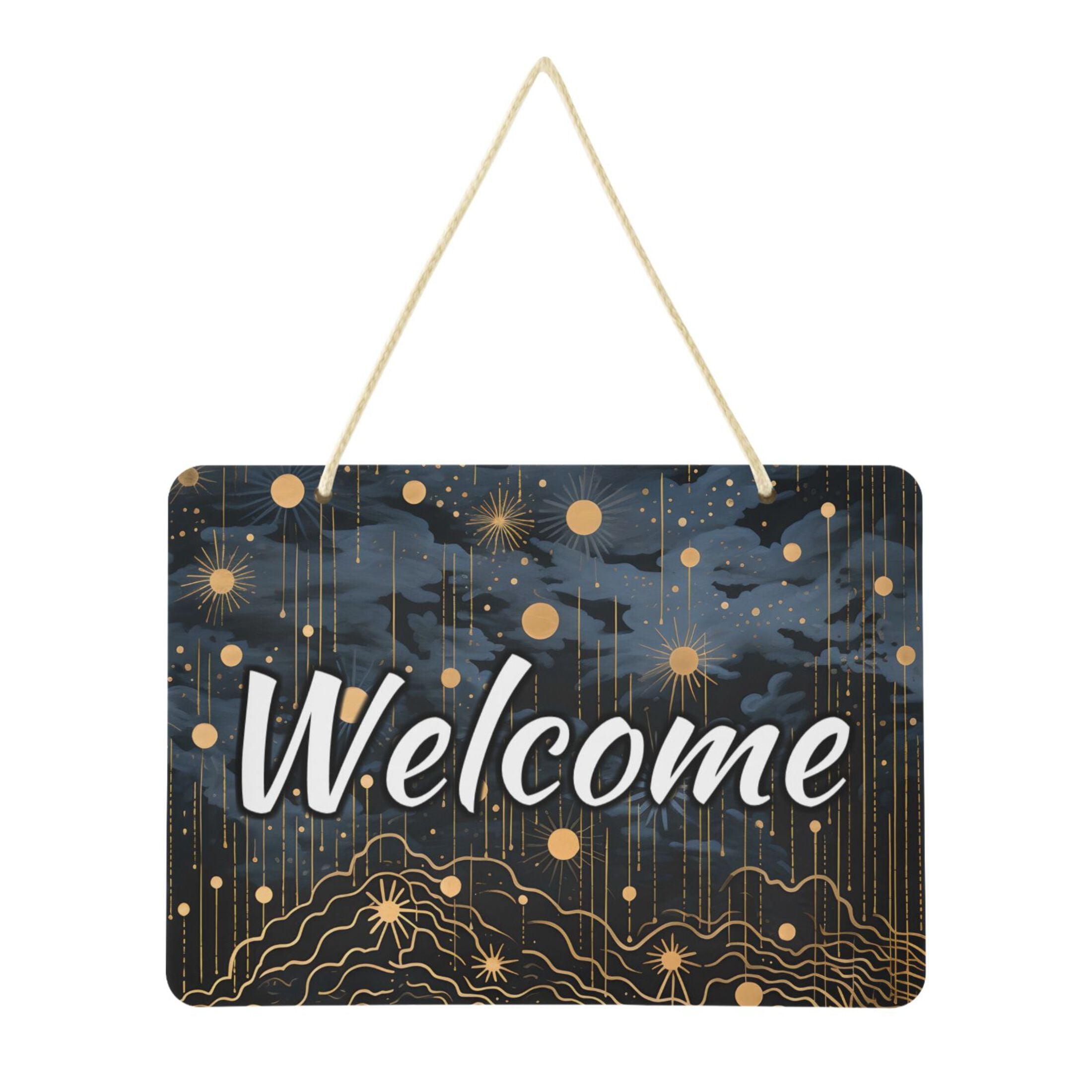Welcome Door Sign Decoration 13.8" Rectangular Front Entrance Hanging ...