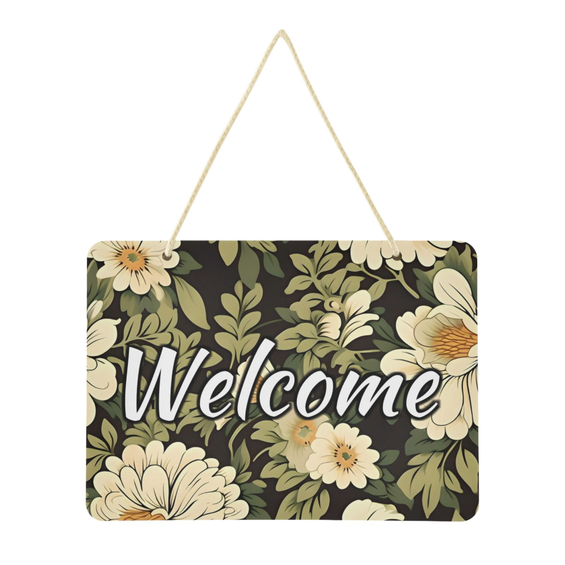 Welcome Door Sign Decoration 13.8" Rectangular Front Entrance Hanging ...