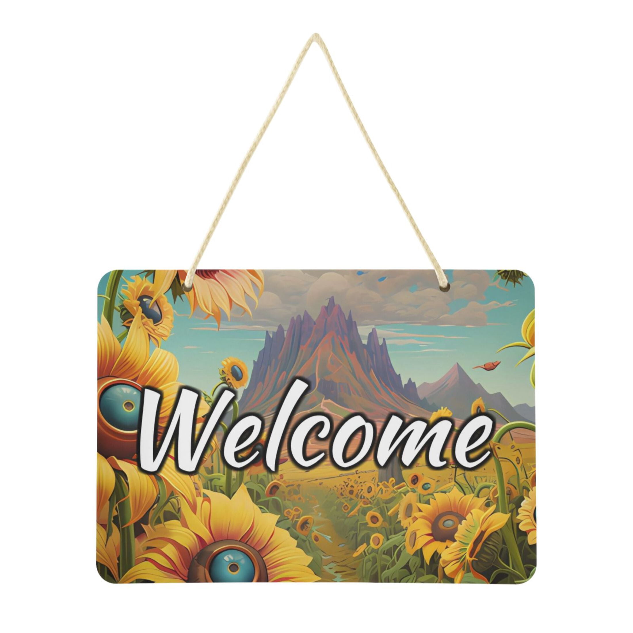 Welcome Door Sign Decoration 13.8" Rectangular Front Entrance Hanging ...