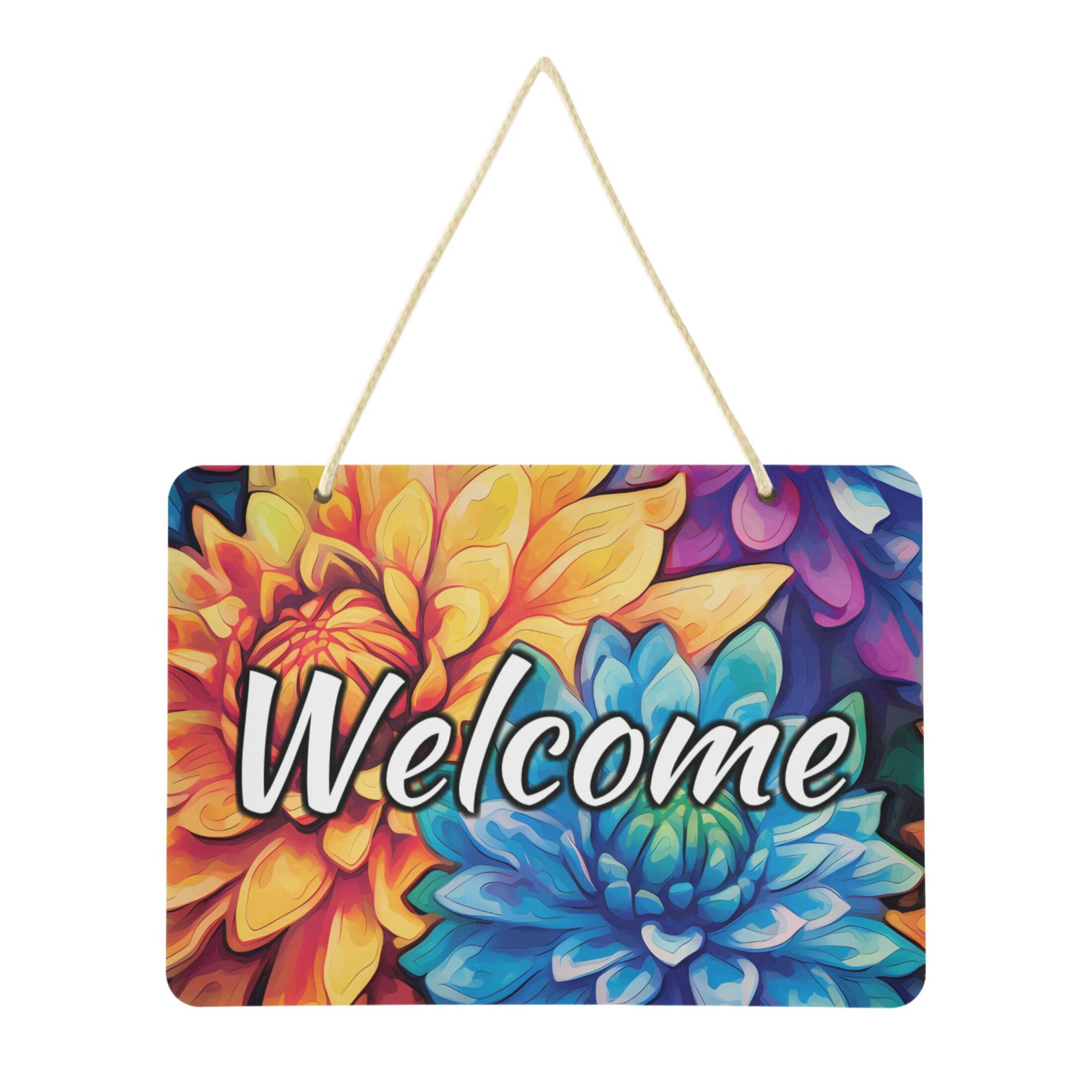 Welcome Door Sign Decoration 13.8" Rectangular Front Entrance Hanging ...