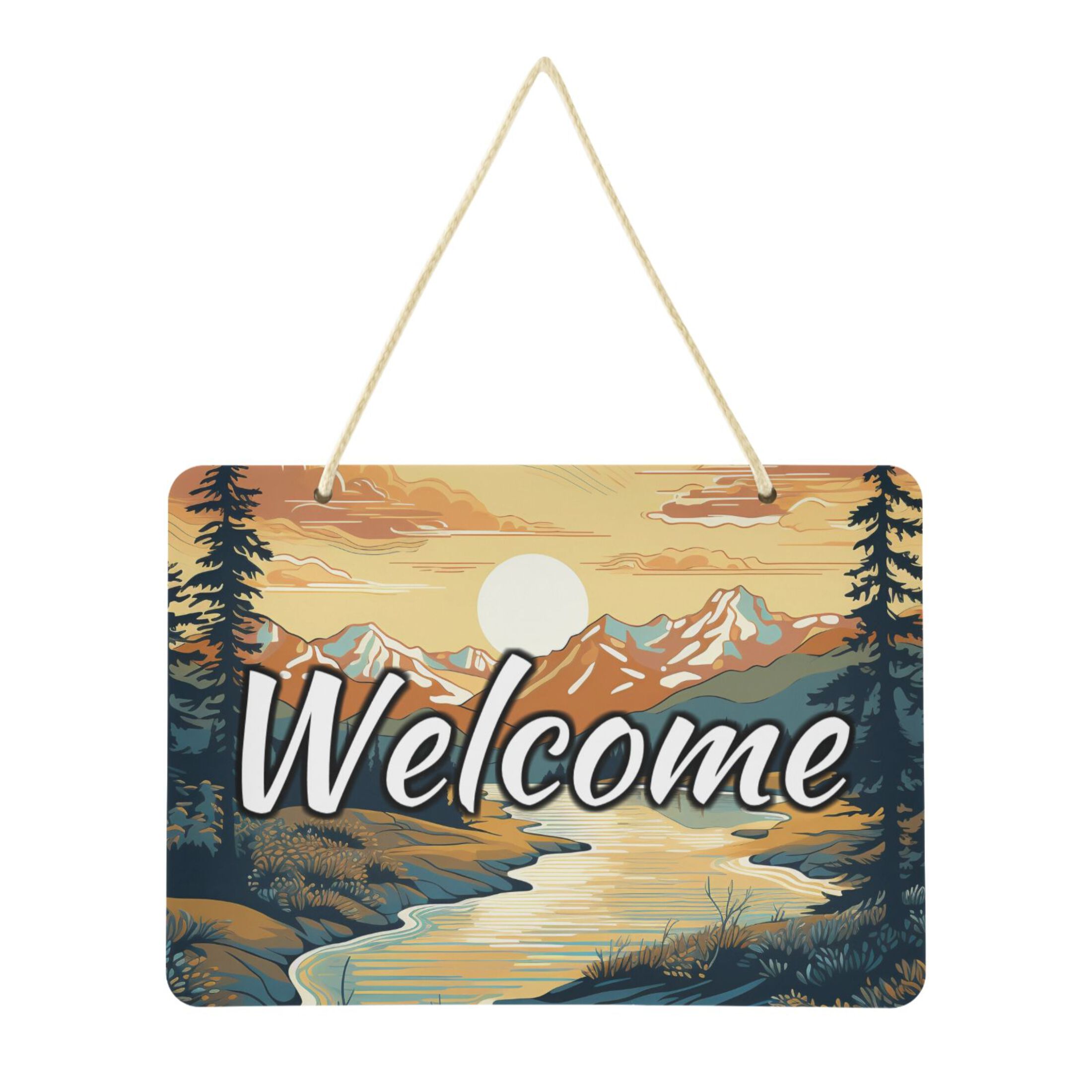 Welcome Door Sign Decoration 13.8" Rectangular Front Entrance Hanging ...