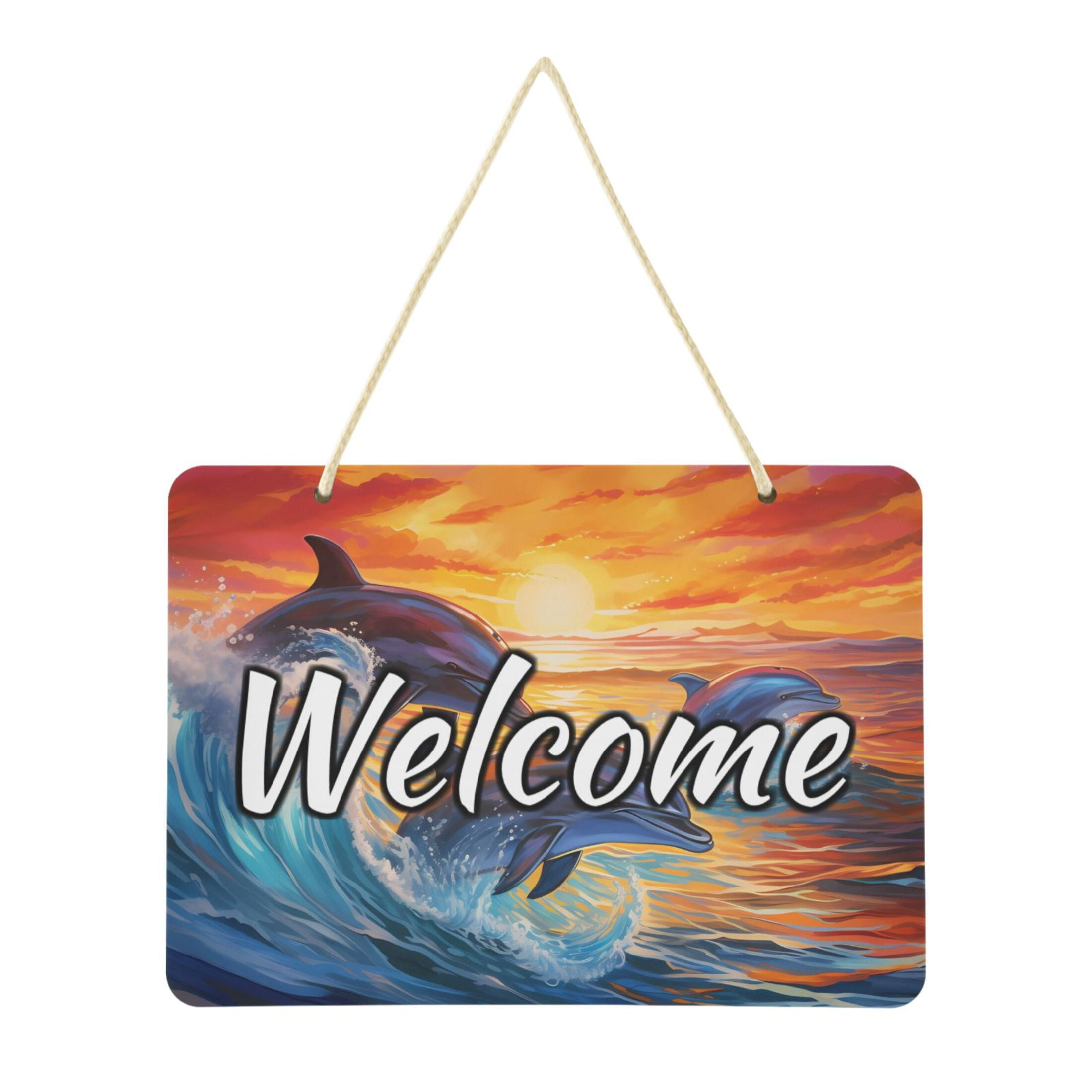 Welcome Door Sign Decoration 13.8" Rectangular Front Entrance Hanging ...