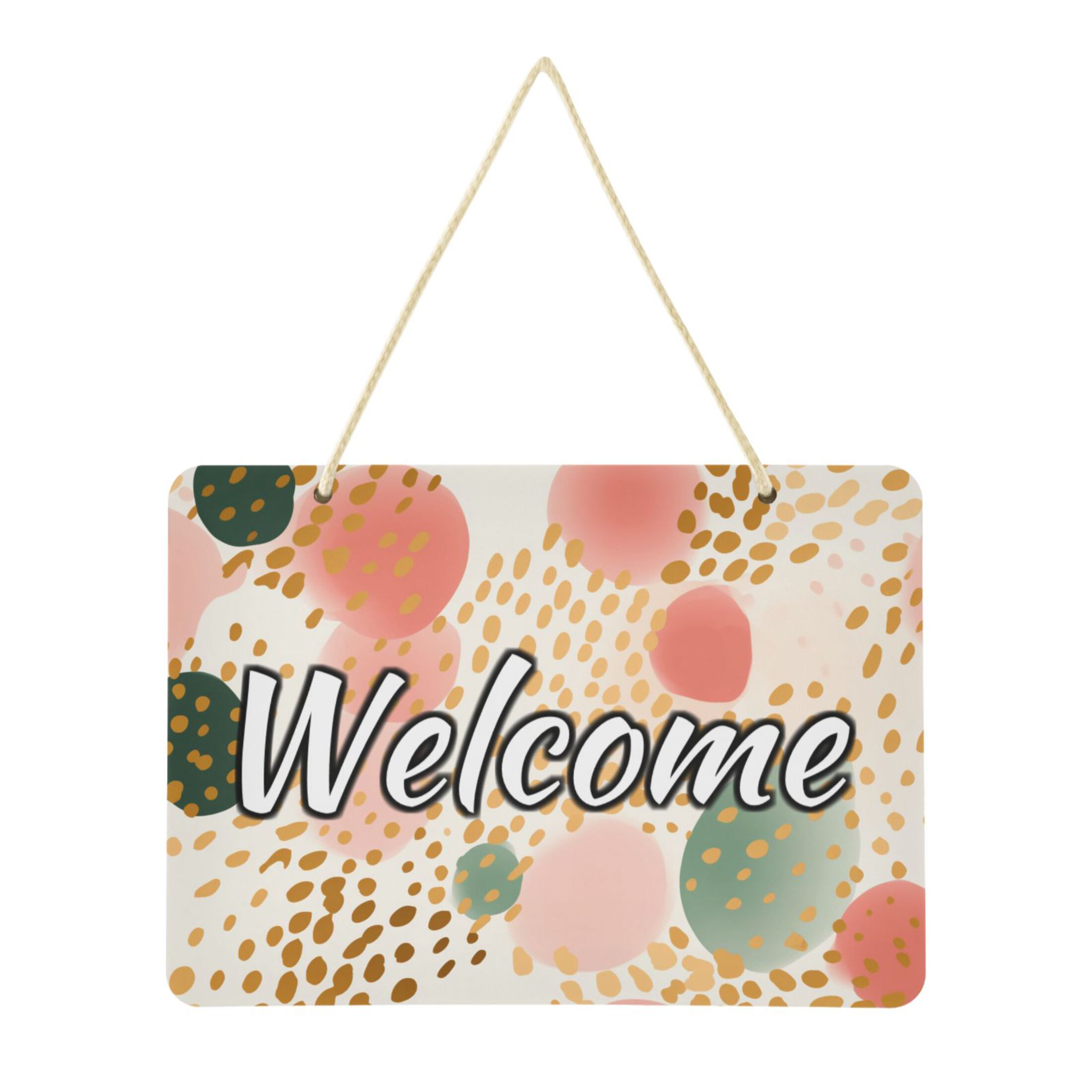 Welcome Door Sign Decoration Abstract Dots 13.8" Rectangular Front ...