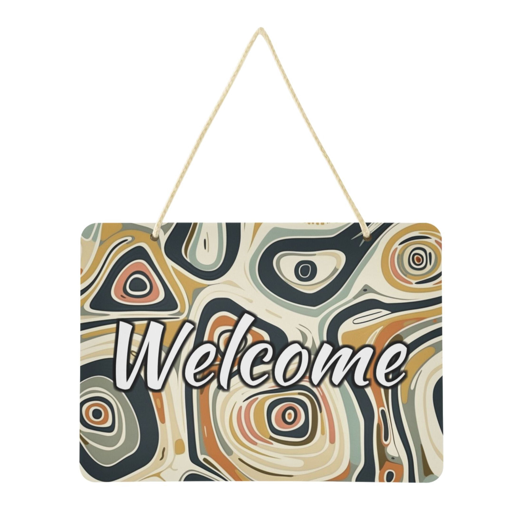 Welcome Door Sign Decoration Abstract Graffiti 13.8" Rectangular Front ...