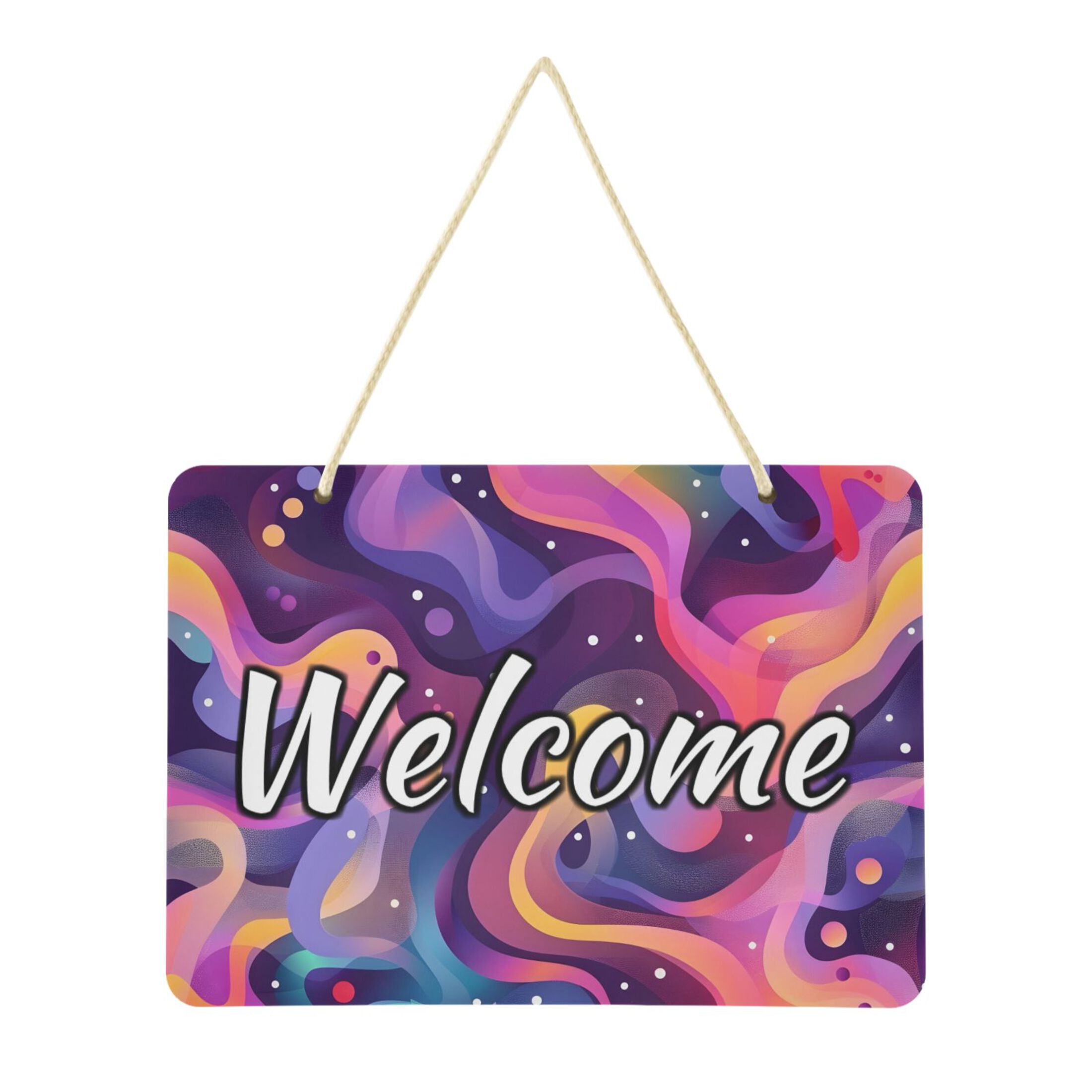 Welcome Door Sign Decoration Abstract Graffiti with Dots 13.8 ...
