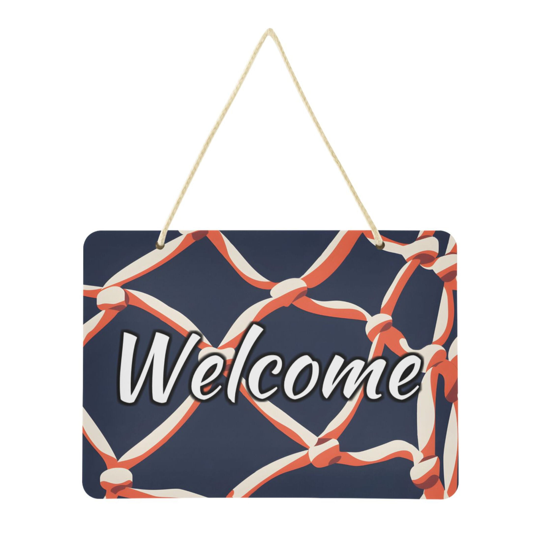 Welcome Door Sign Decoration Abstract Line 13.8" Rectangular Front ...