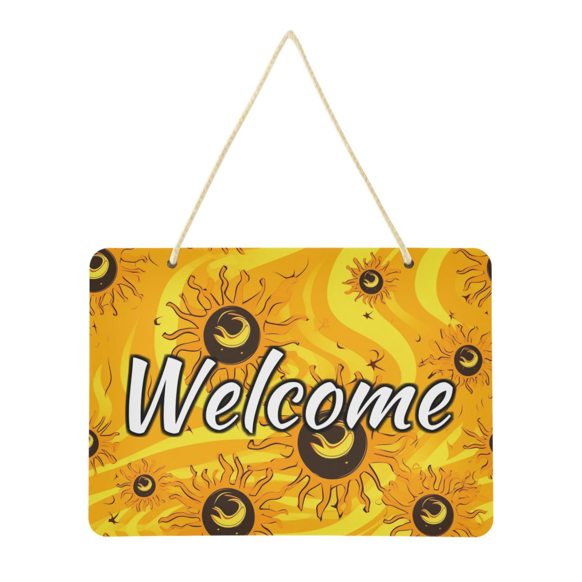 Welcome Door Sign Decoration Abstract Sun 13.8" Rectangular Front ...