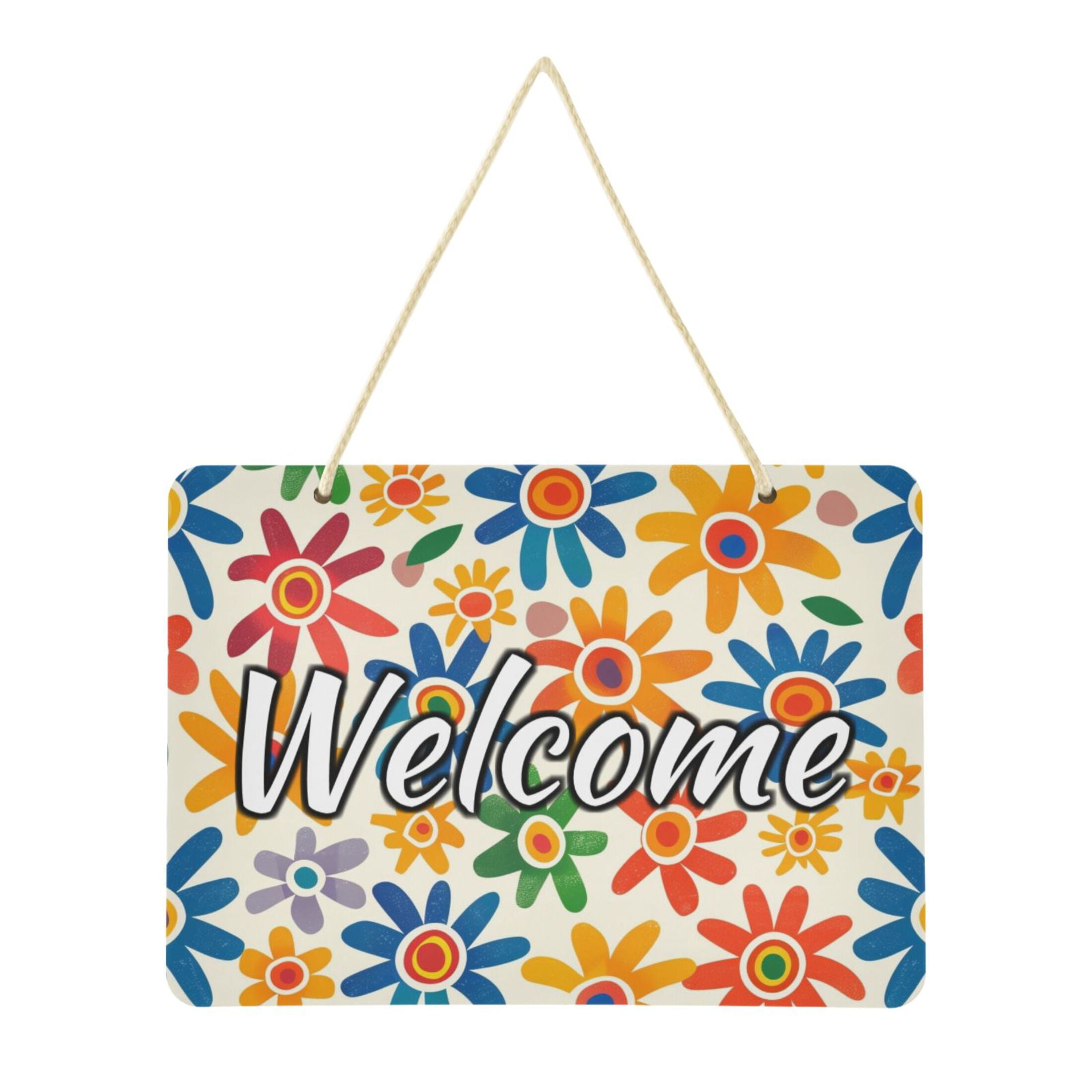 Welcome Door Sign Decoration Abstract Sunflowers 13.8" Rectangular ...