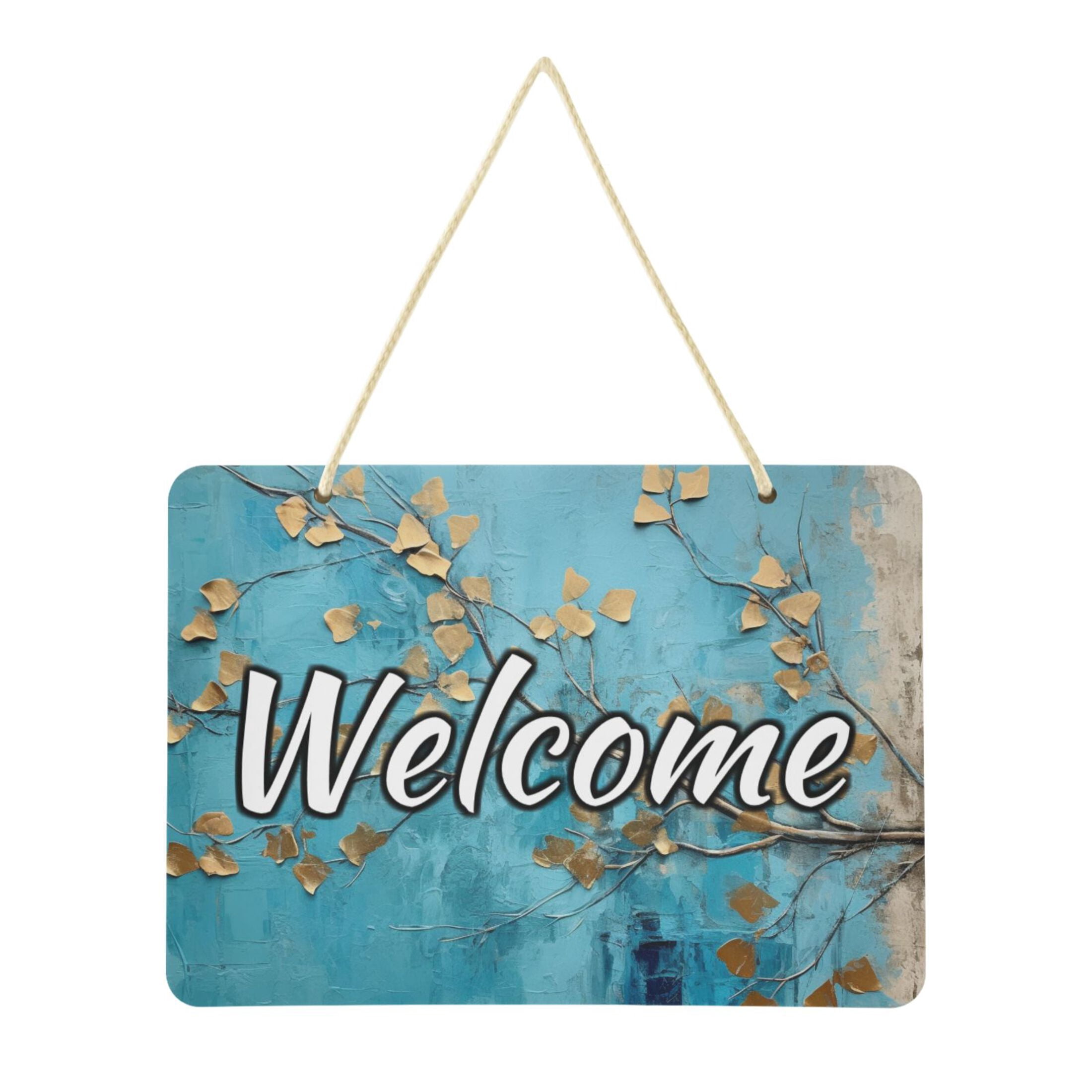 Welcome Door Sign Decoration Abstract Tree Branch 13.8" Rectangular ...
