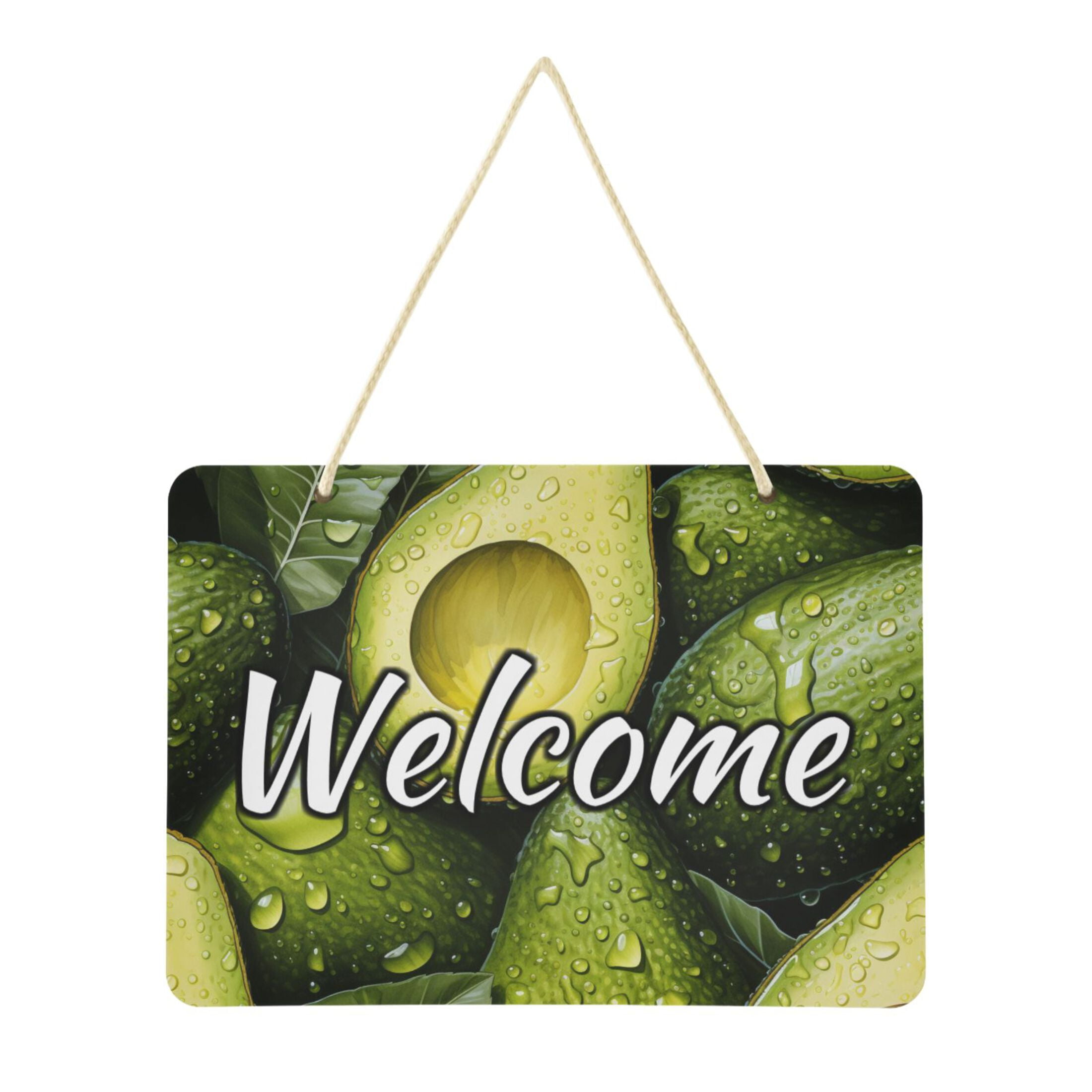 Welcome Door Sign Decoration Avocado Fruit 13.8" Rectangular Front ...
