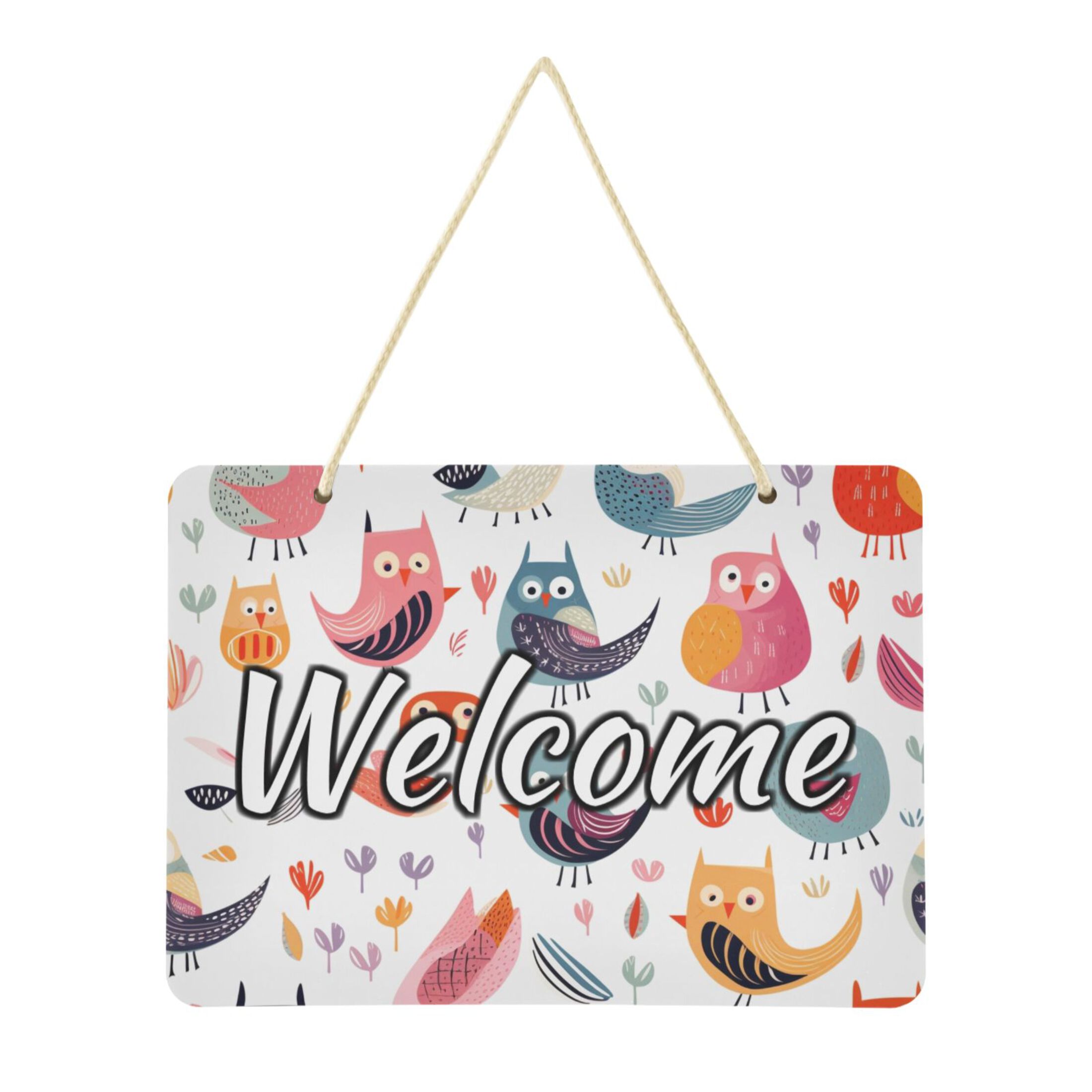 Welcome Door Sign Decoration Birds 13.8" Rectangular Front Entrance ...