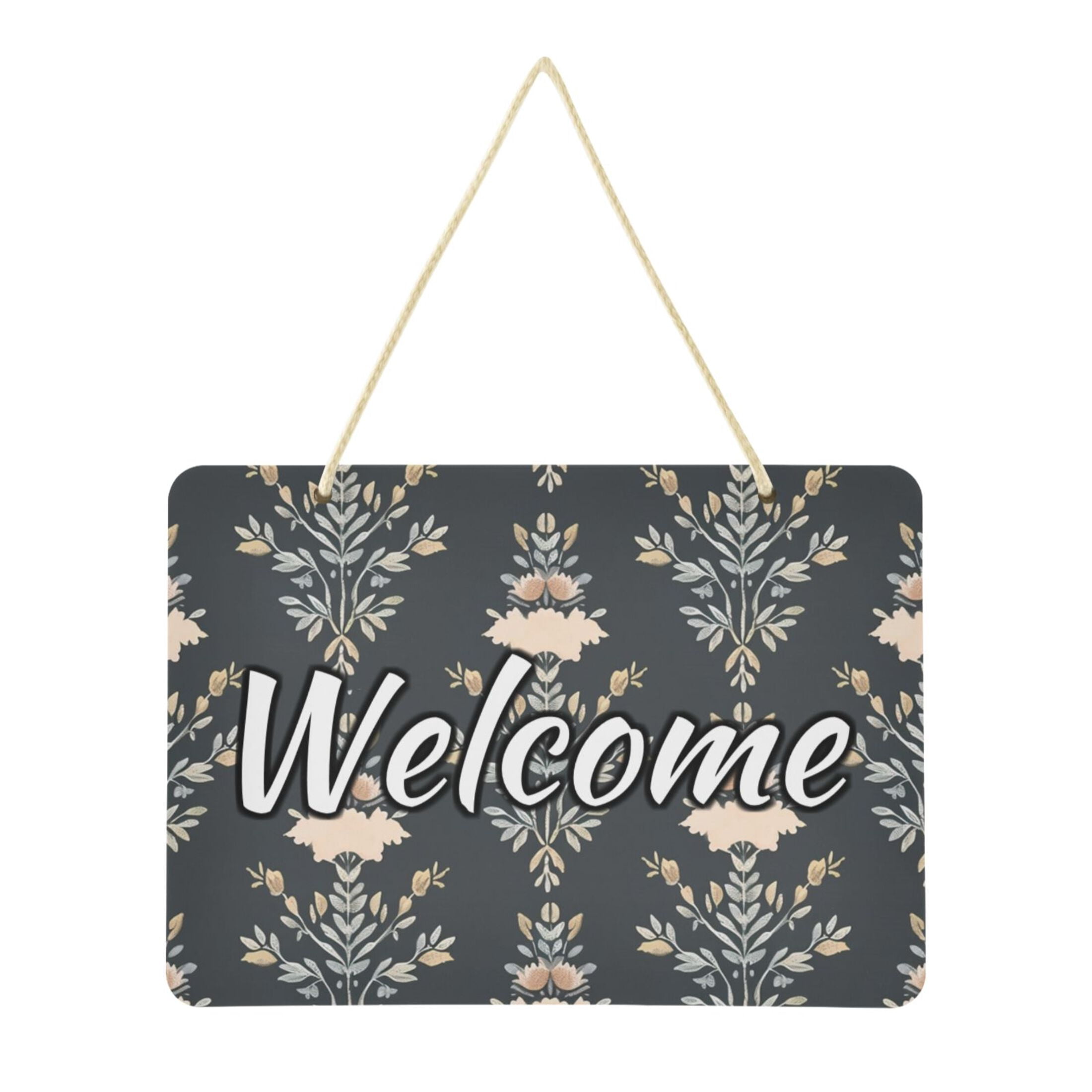 Welcome Door Sign Decoration Boho Leaves 13.8" Rectangular Front ...