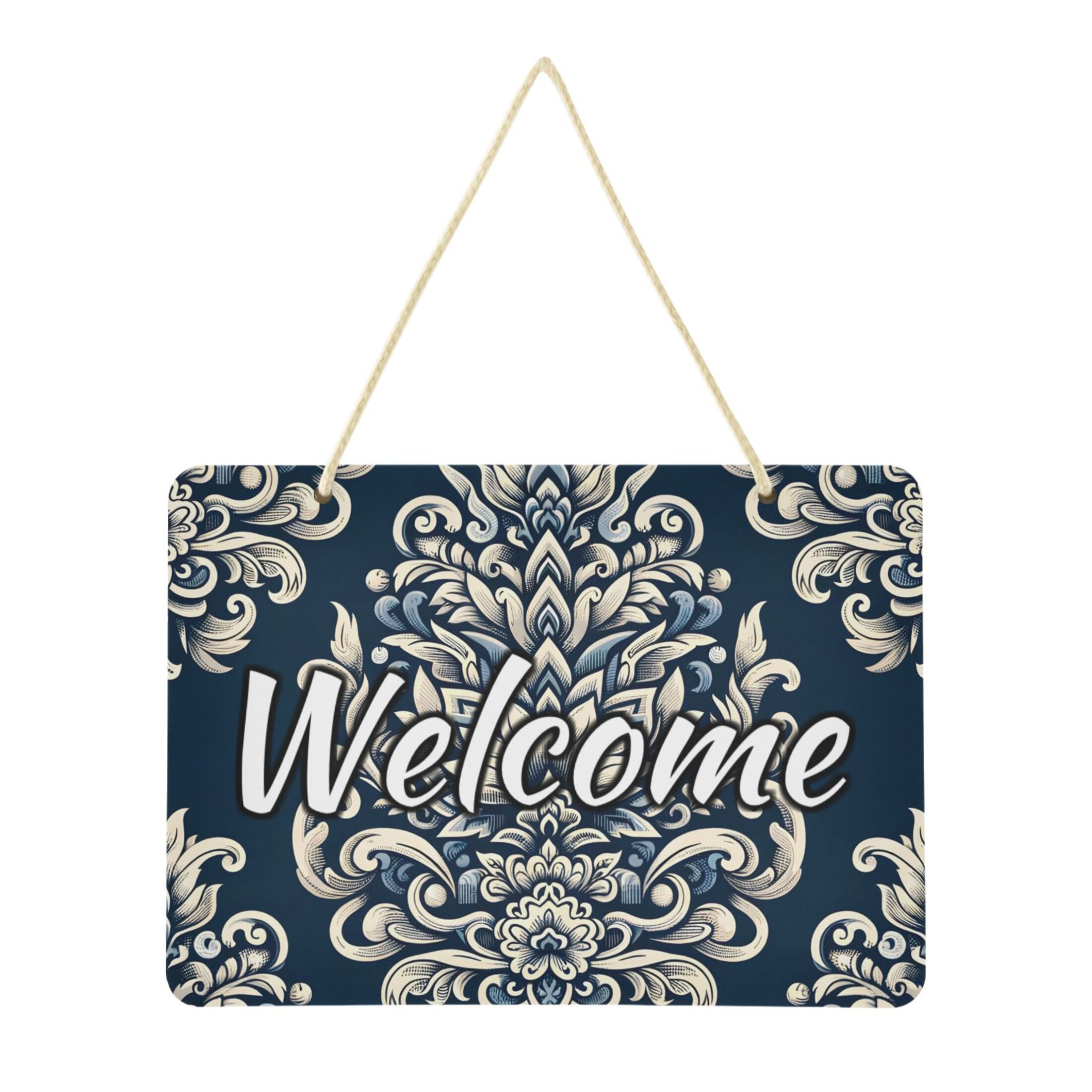 Welcome Door Sign Decoration Boho Retro Pattern 13.8" Rectangular Front ...