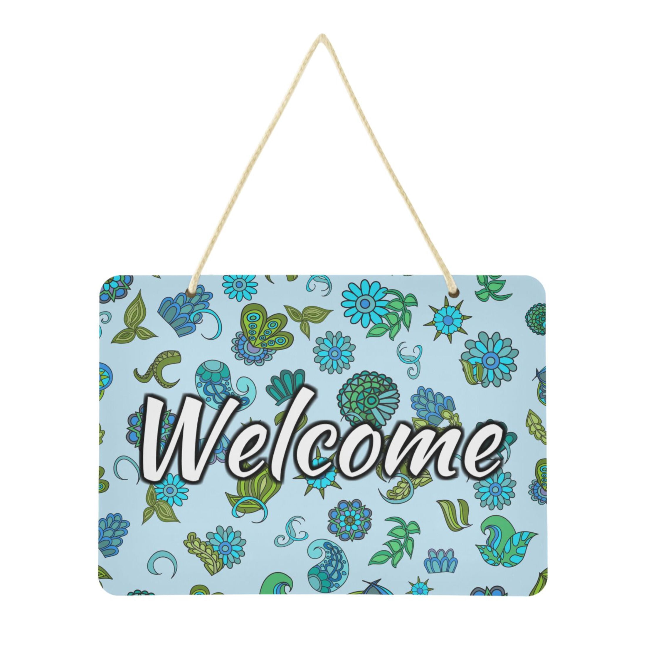 Welcome Door Sign Decoration Bohomia Summer Floral 13.8" Rectangular ...