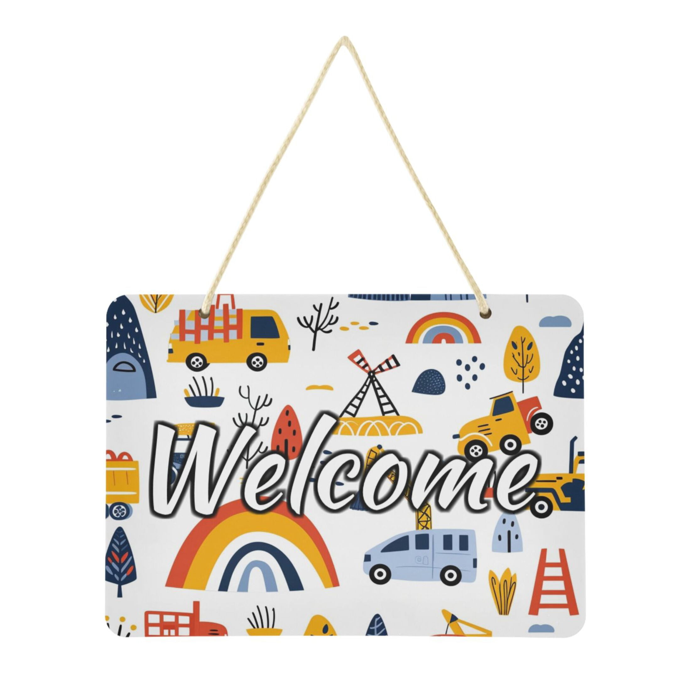 Welcome Door Sign Decoration Cartoon Car Engineering Vehicle 13.8 ...