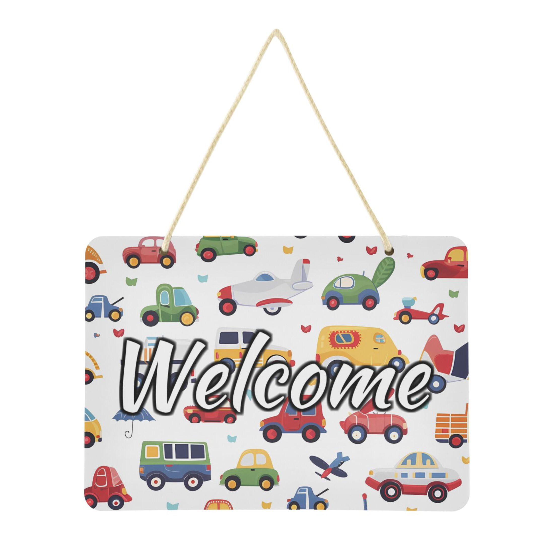 Welcome Door Sign Decoration Cartoon Cute Cars Vehicles 13.8 ...