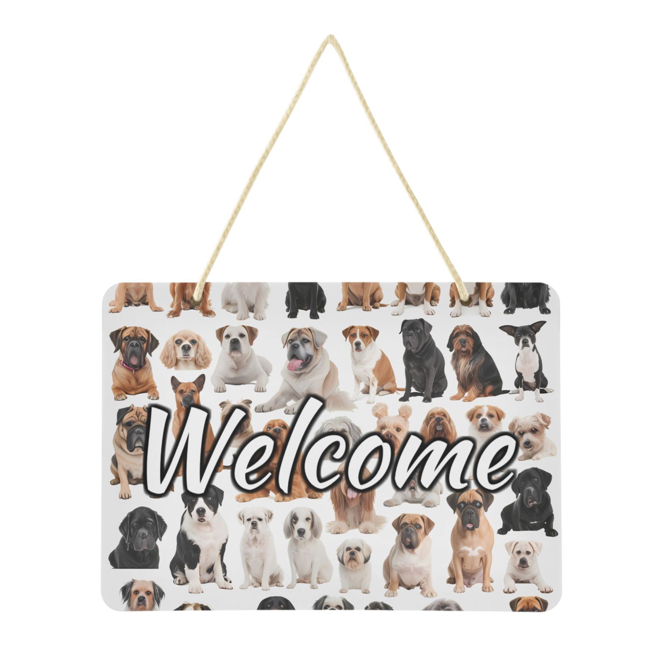 Welcome Door Sign Decoration Cartoon Cute Dogs 13.8" Rectangular Front ...