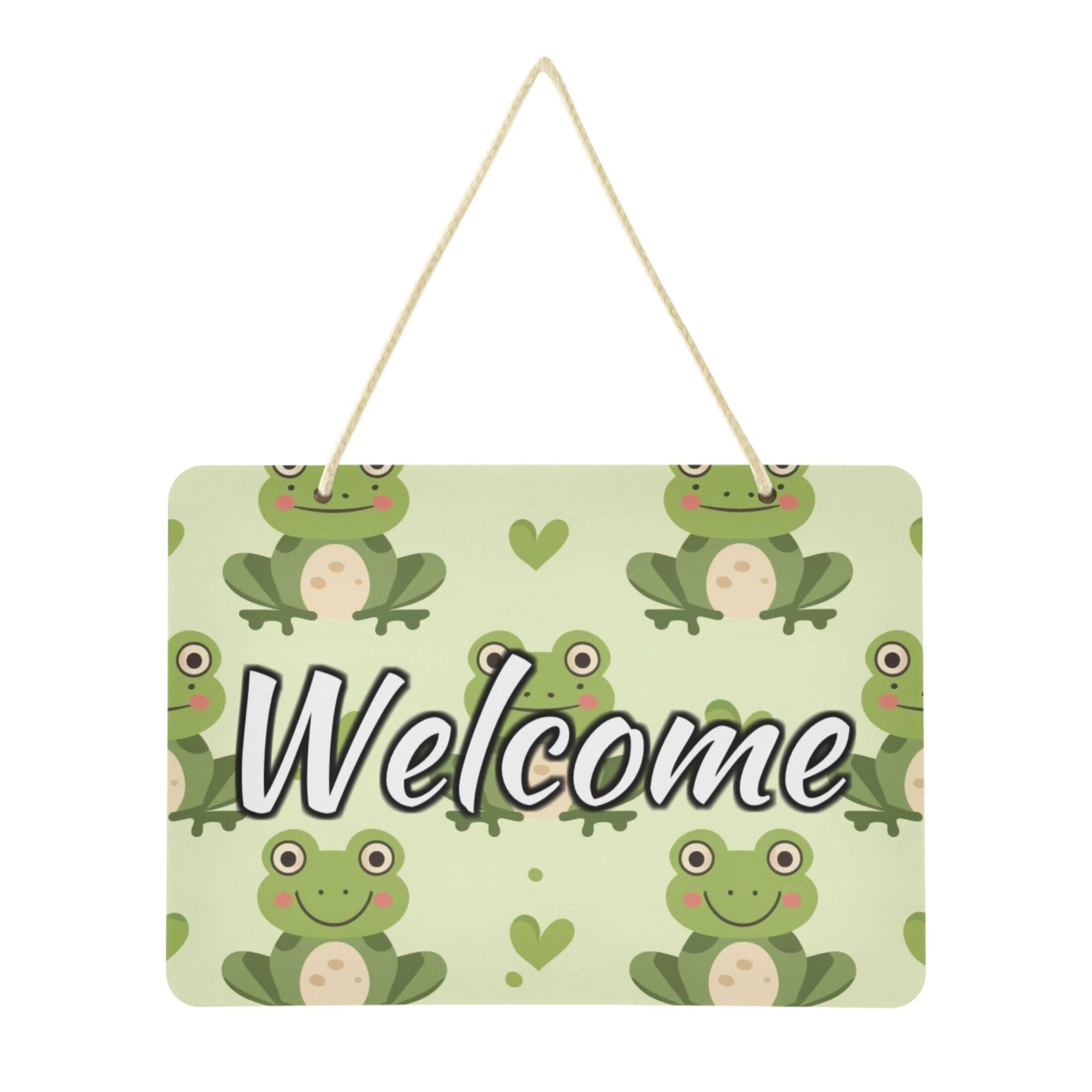 Welcome Door Sign Decoration Cartoon Cute Frog 13.8" Rectangular Front ...