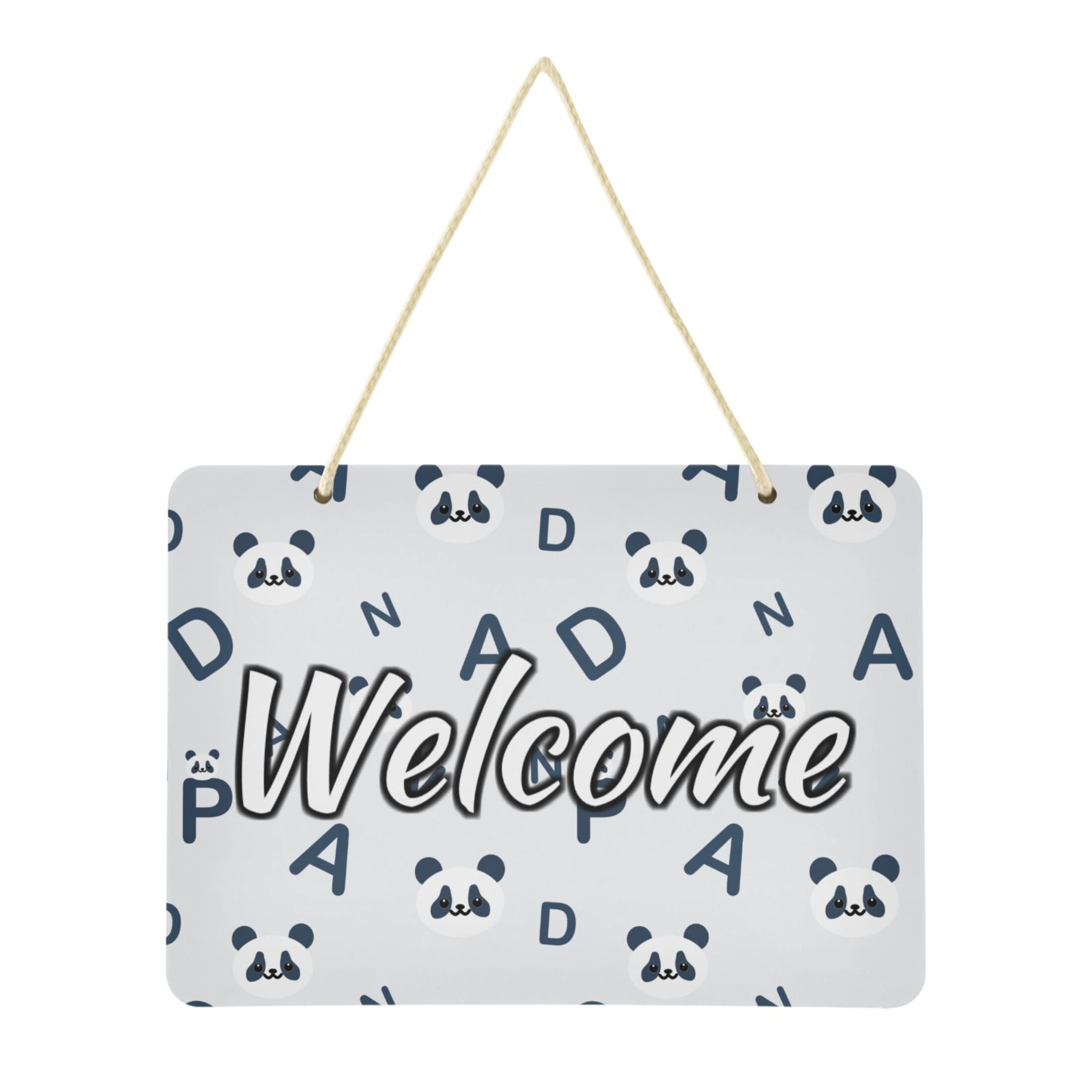 Welcome Door Sign Decoration Cartoon Pandas and Alphabet 13.8 ...